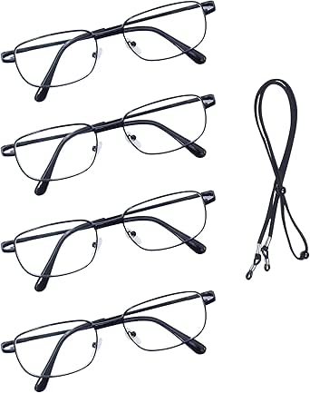 Amazon.com: JoXiGo 4 Pack Reading Glasses +1.5 Metal Rectangular Frame ...