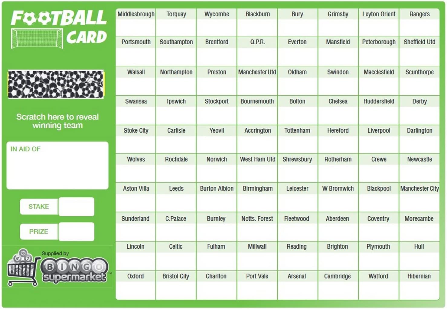 Bingosupermarket Football Fundraising Scratch Cards (80 Team) A5 Size ...