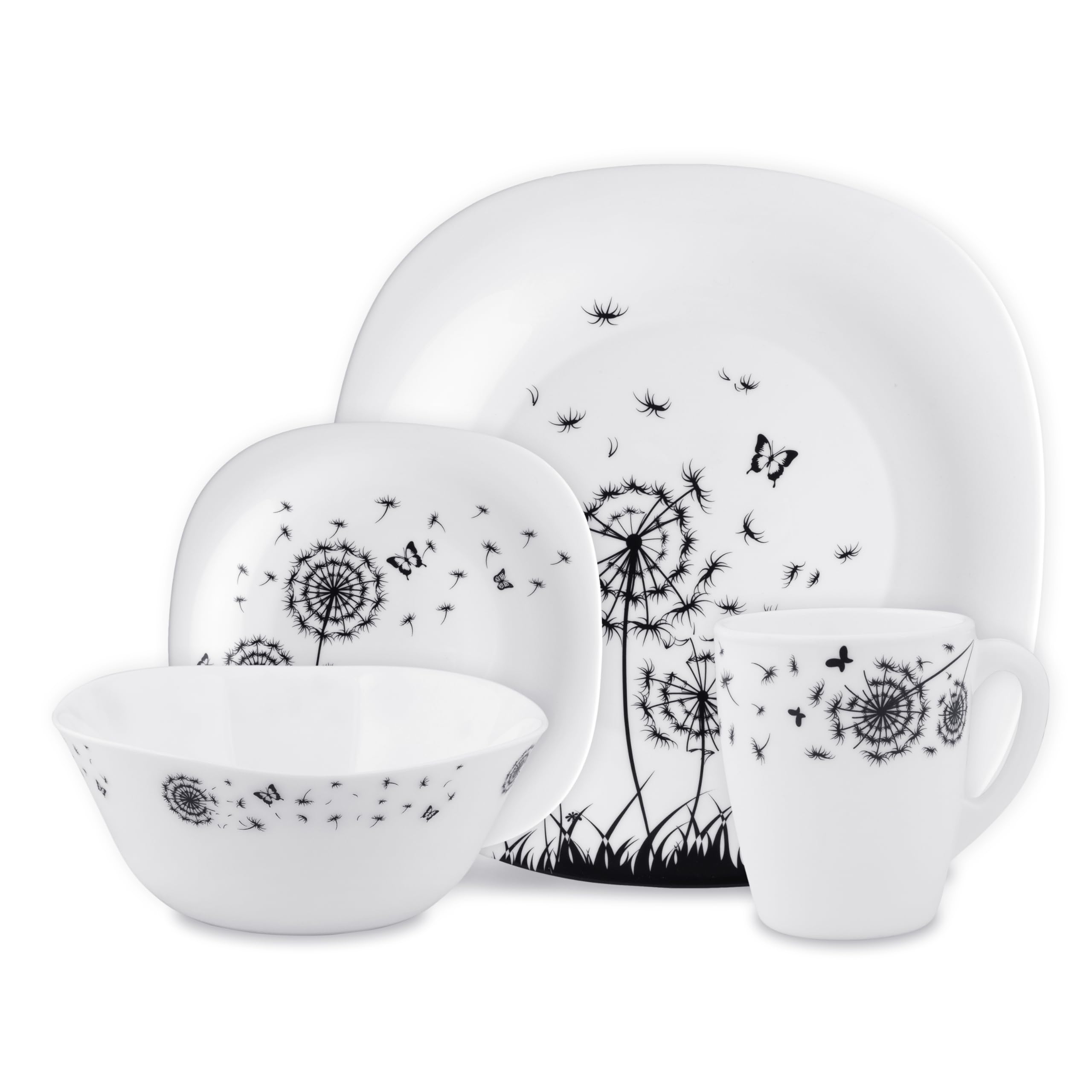 16-Piece dinnerware,Plate Set, dinnerware Set for 4, Plates and Bowls ...