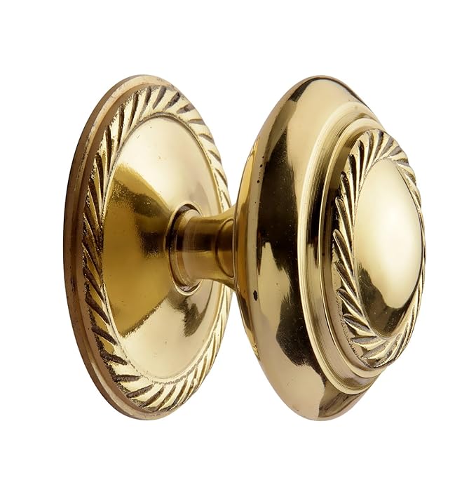 HOBKNOBS Georgian Polished Brass (48 mm Dia) Cabinet Drawers/Wardrobe Kitchen Door Pull Handle ...