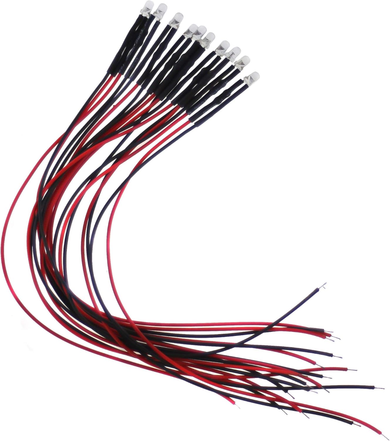 10 x 3 mm LED, 12 V, Blue; with 20 cm Connection Cable and Integrated ...