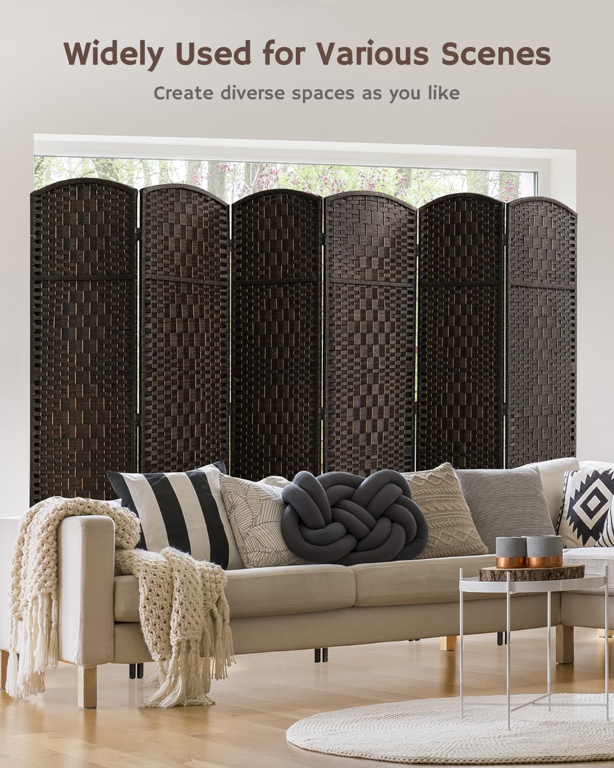 Snapklik.com : Room Divider 6 Panel Room Partition, Foldable ...