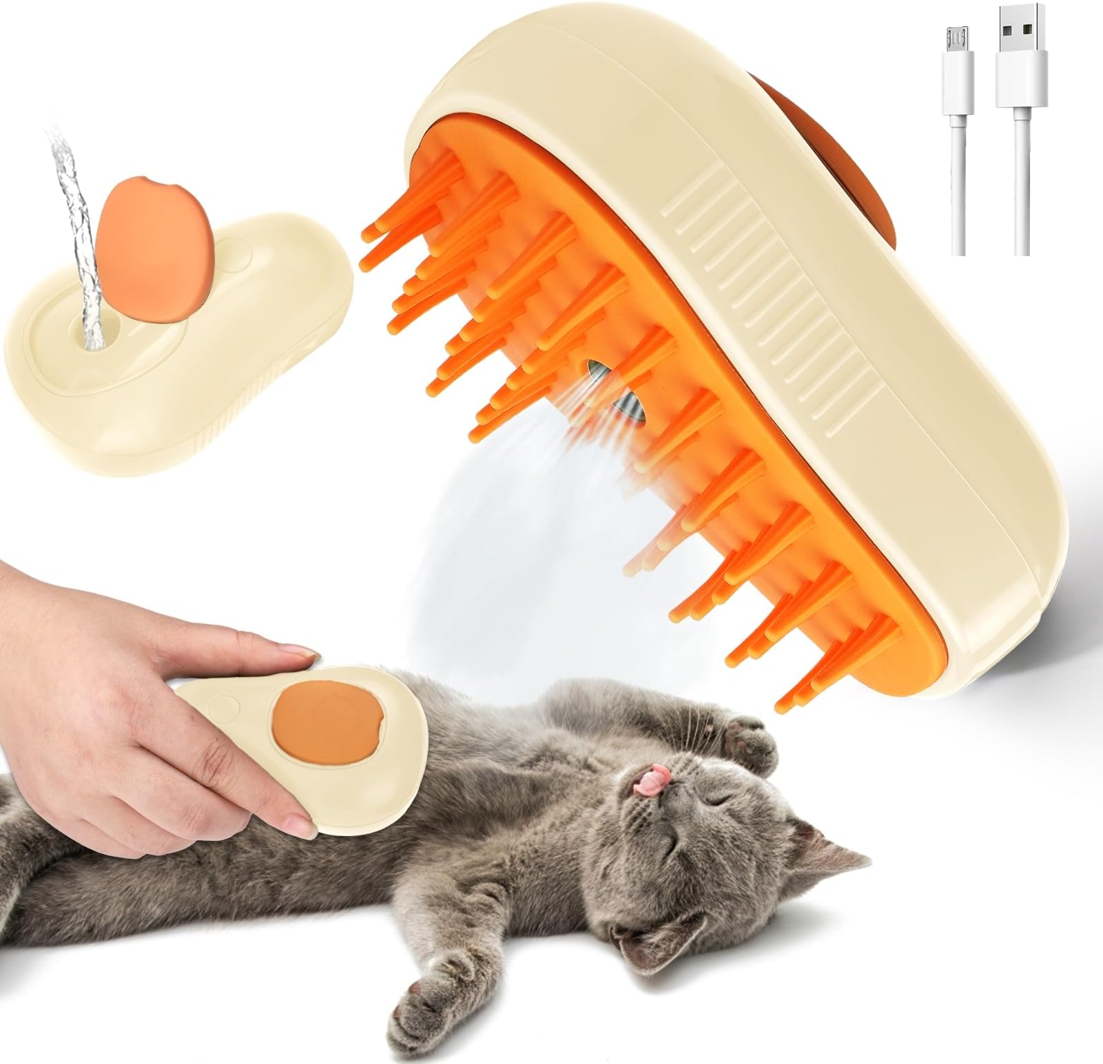 Amazon.com: Mity rain Steamy Cat Brush - 3 In1 Cat Steam Brush, Cat ...