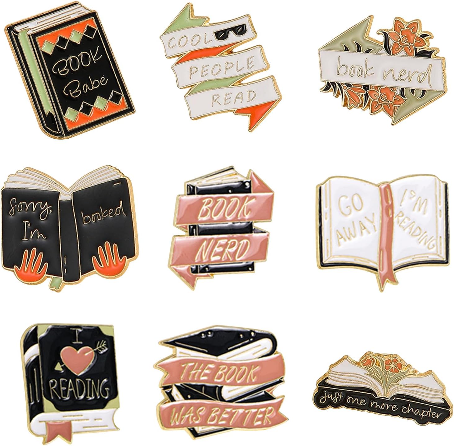 Amazon.com: JDRGJTH 9PCS Multicolor Book Enamel Pins, Brooches & Pins ...