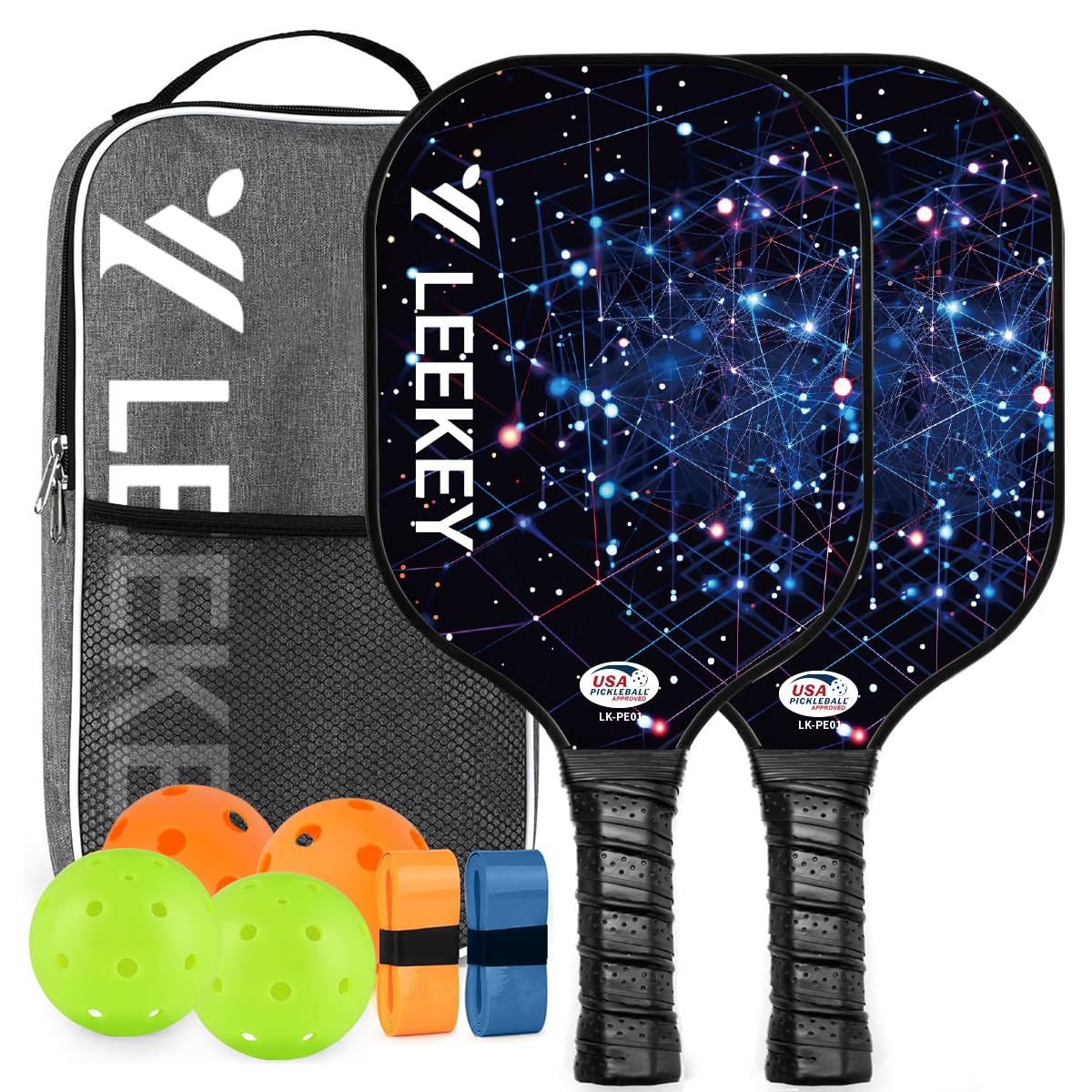 LEEKEY Pickleball Paddles Set of 2 - USAPA Approved Fiberglass ...