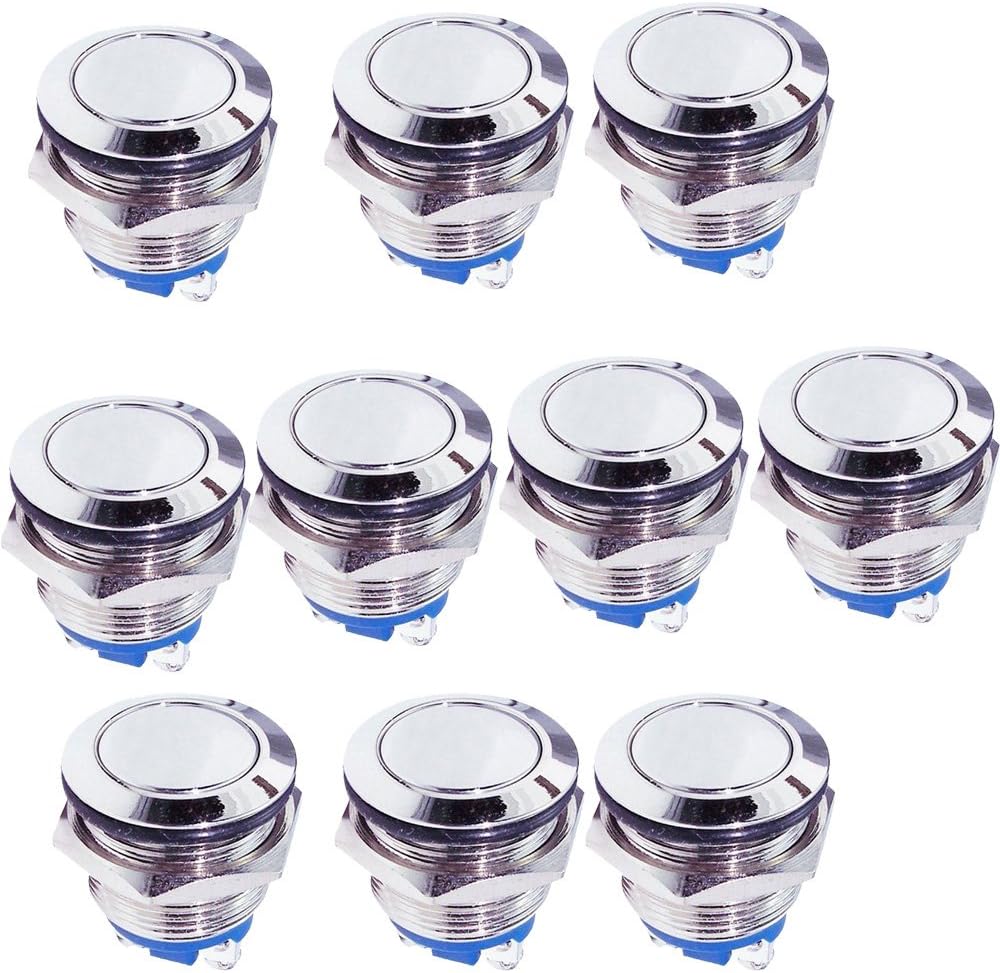 Amazon.com: HOUTBY Car High Top 19mm Momentary Stainless Metal Push ...