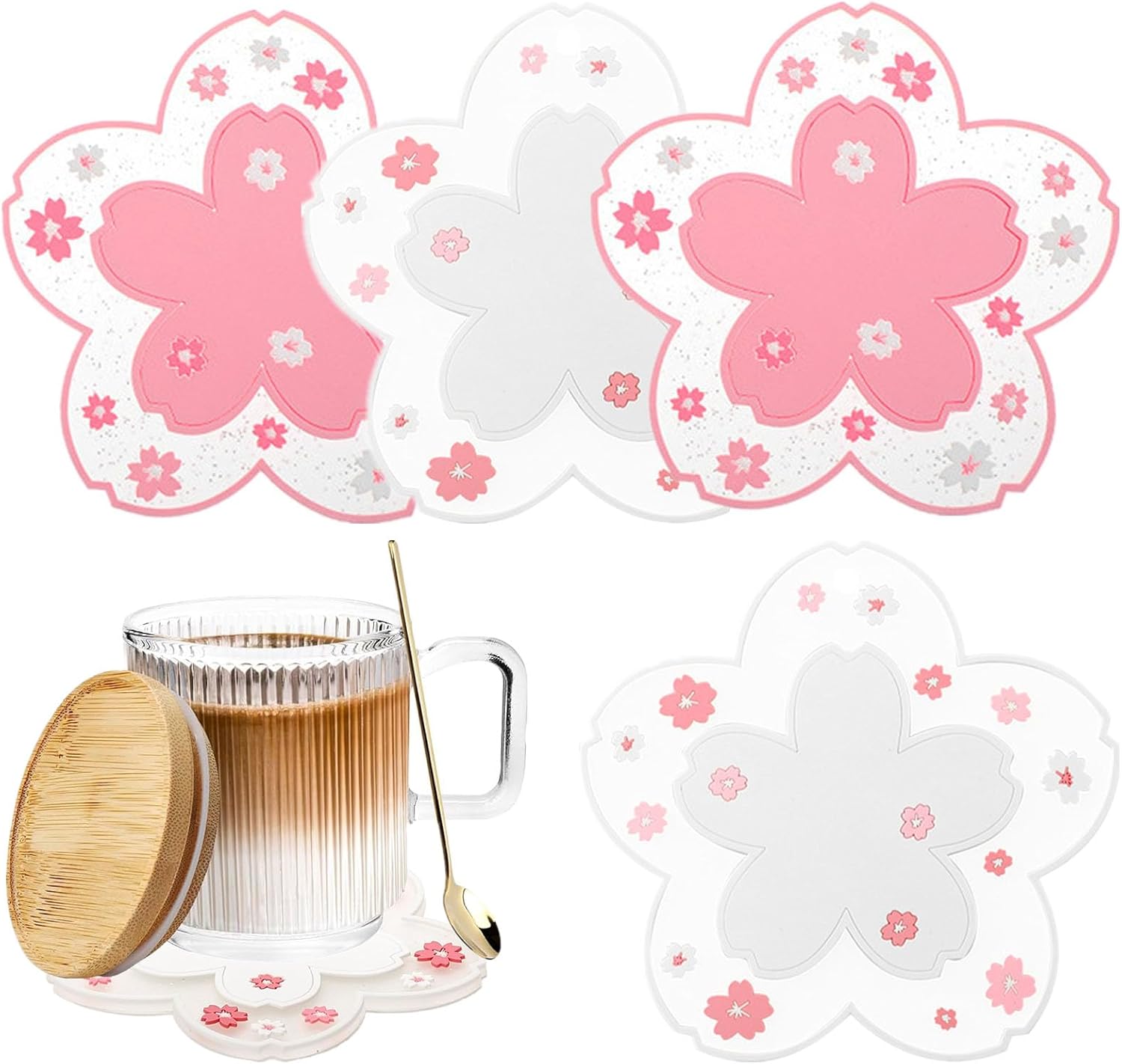 Amazon.com: Coasters for Drinks Set of 4, Sakura Coaster Cherry Blossom ...