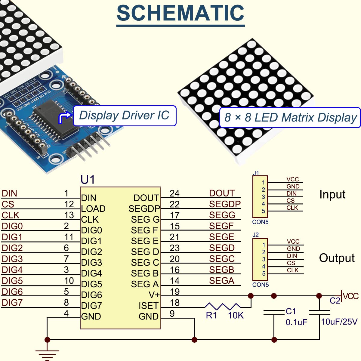 Snapklik.com : DAOKAI 7219 Dot Matrix Module 8 X 32 MCU Control Driver ...