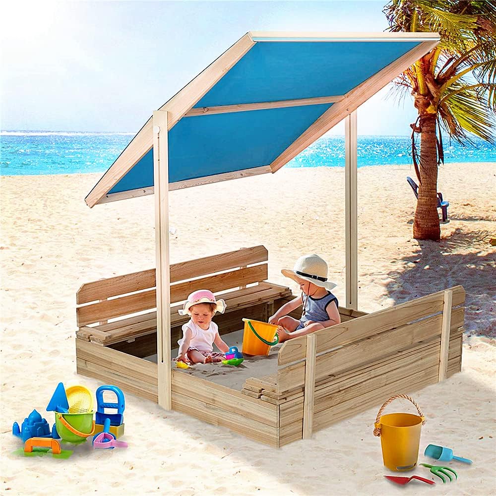 Amazon.com: Sandbox for Kids Wooden Outdoor with lid with Cover ...