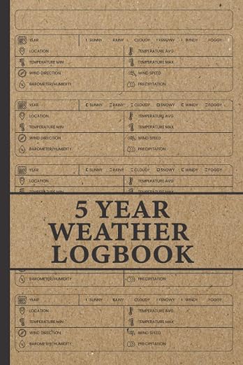 5 Year Weather Logbook: Chronicle The Weather Every Day For Five Years ...