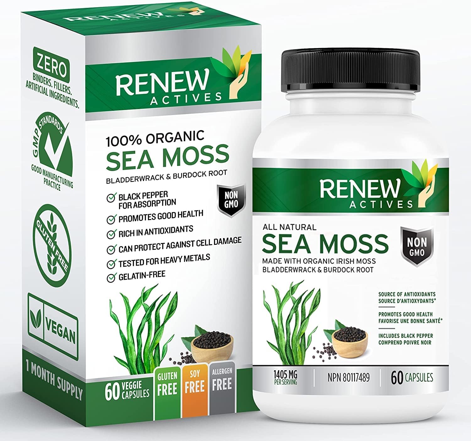 Renew Actives Sea Moss Capsules - Powerful Triple-Action Antioxidant ...