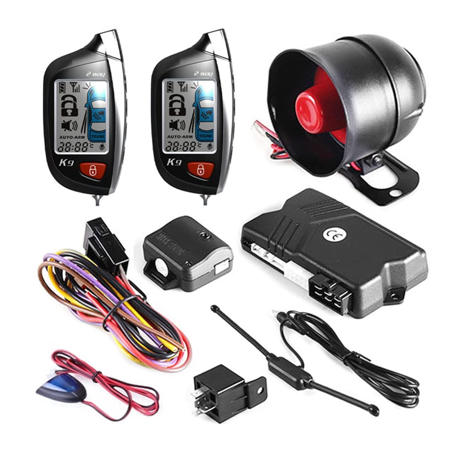 CarBest Way Car Alarm System With LCD Pager Display Remote