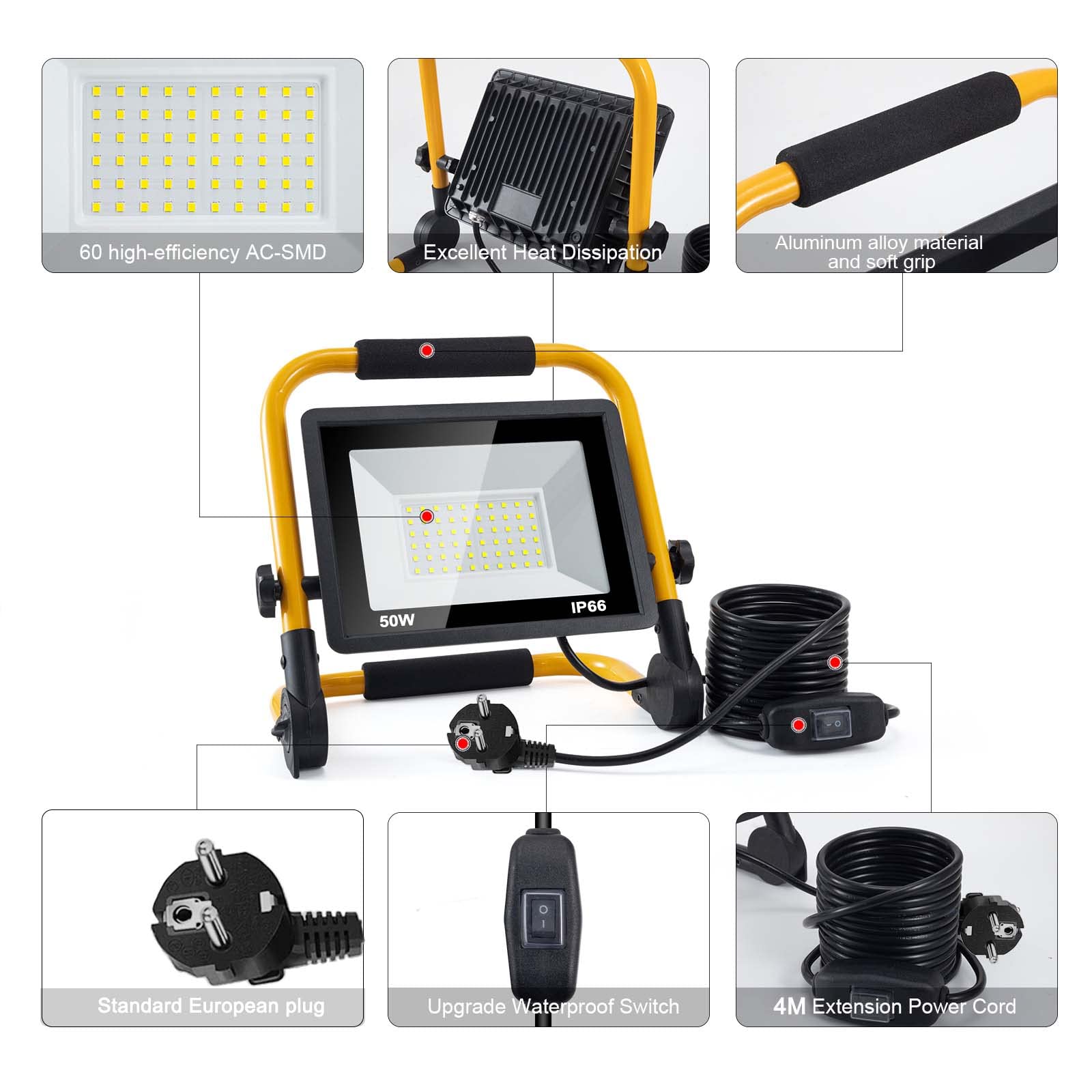 Construction Cord Lighting Koolatron 12V Portable Hanging LED Work