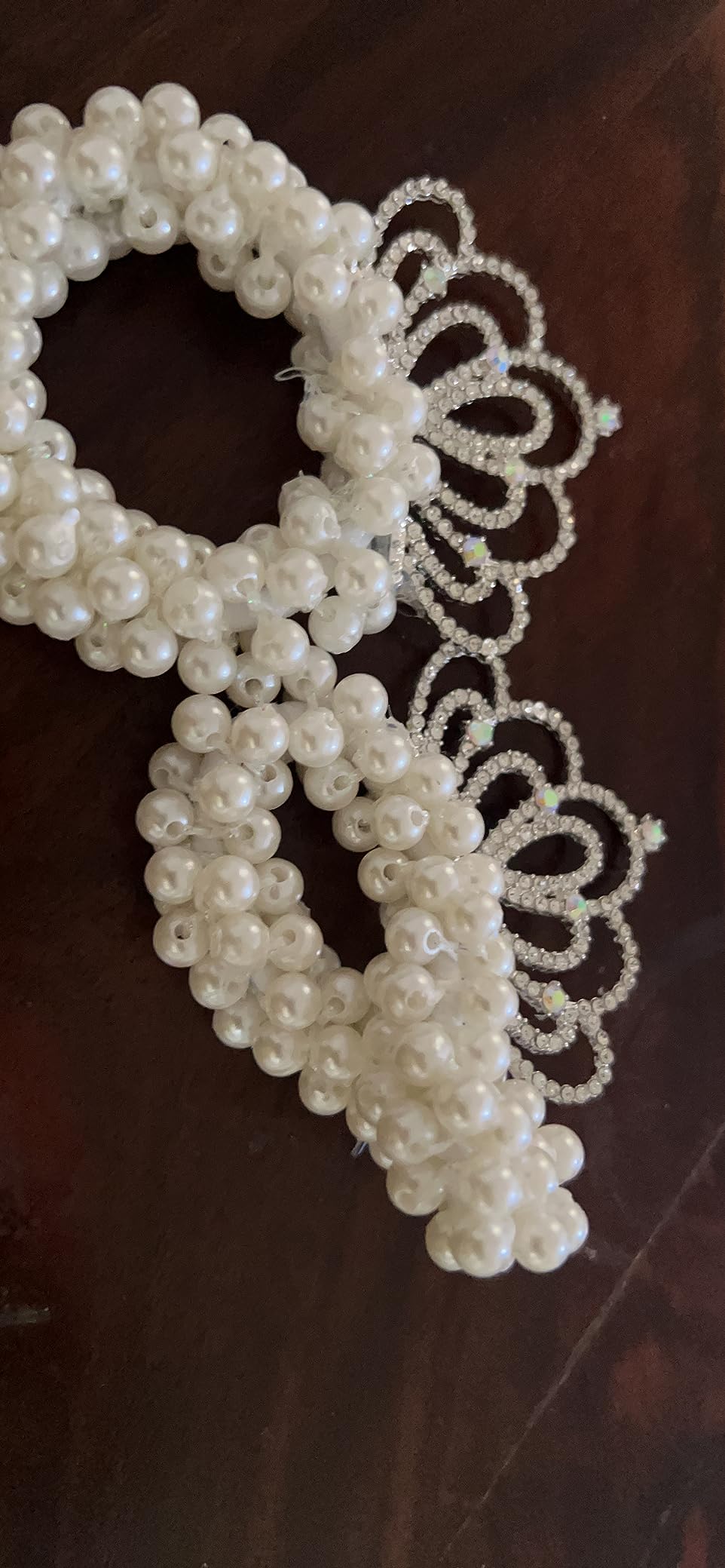 Samyak 2 Pcs Princess Crown Pearl Designer Hair Tie | Ponytail Holder ...