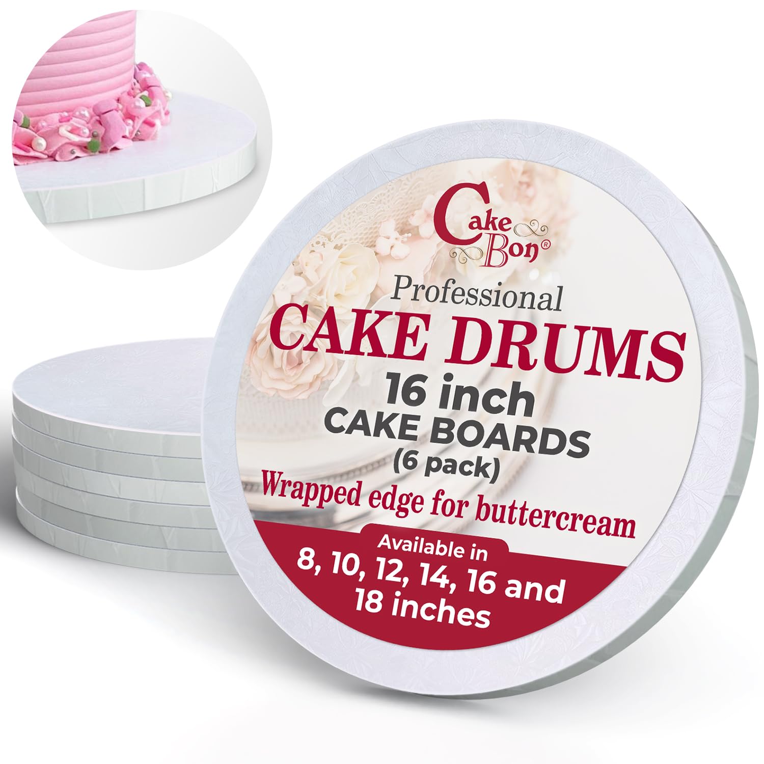 Snapklik.com : Cake Boards - Sturdy 1/2 Thick Drums - 16 Inch ...