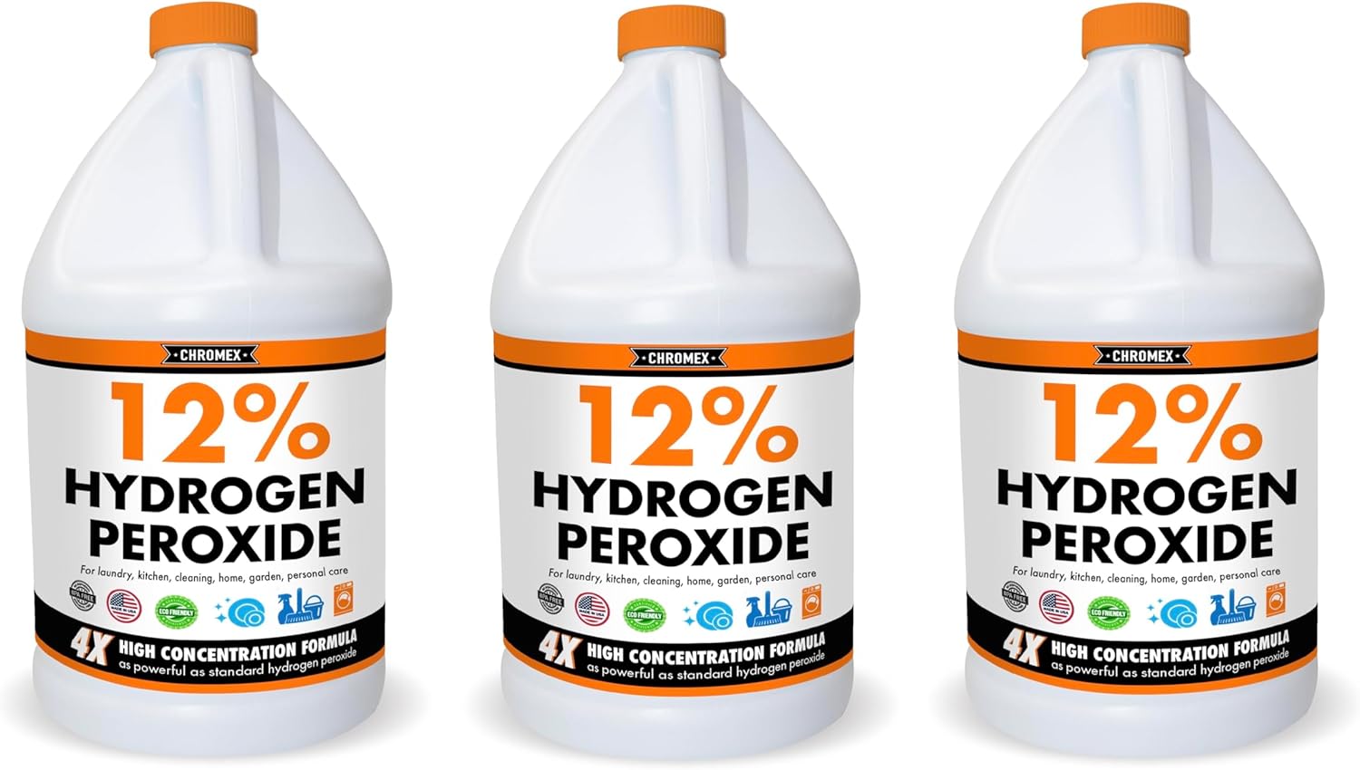 Chromex Hydrogen Peroxide 12 Percent Food Grade, 4x Power Concentrated ...