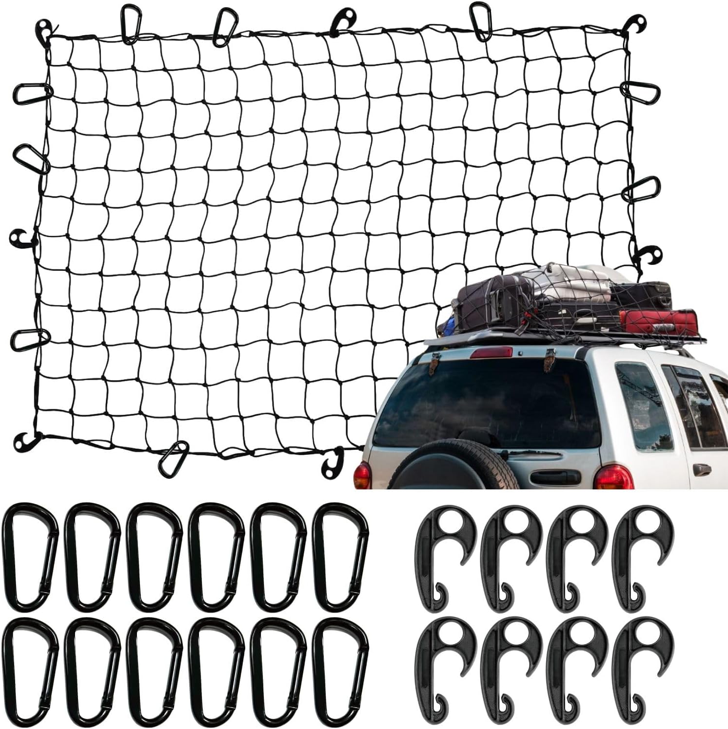 Amazon.com: BonsMax 4'x6' Cargo Net with Hooks for SUV RV Roof Rack ...