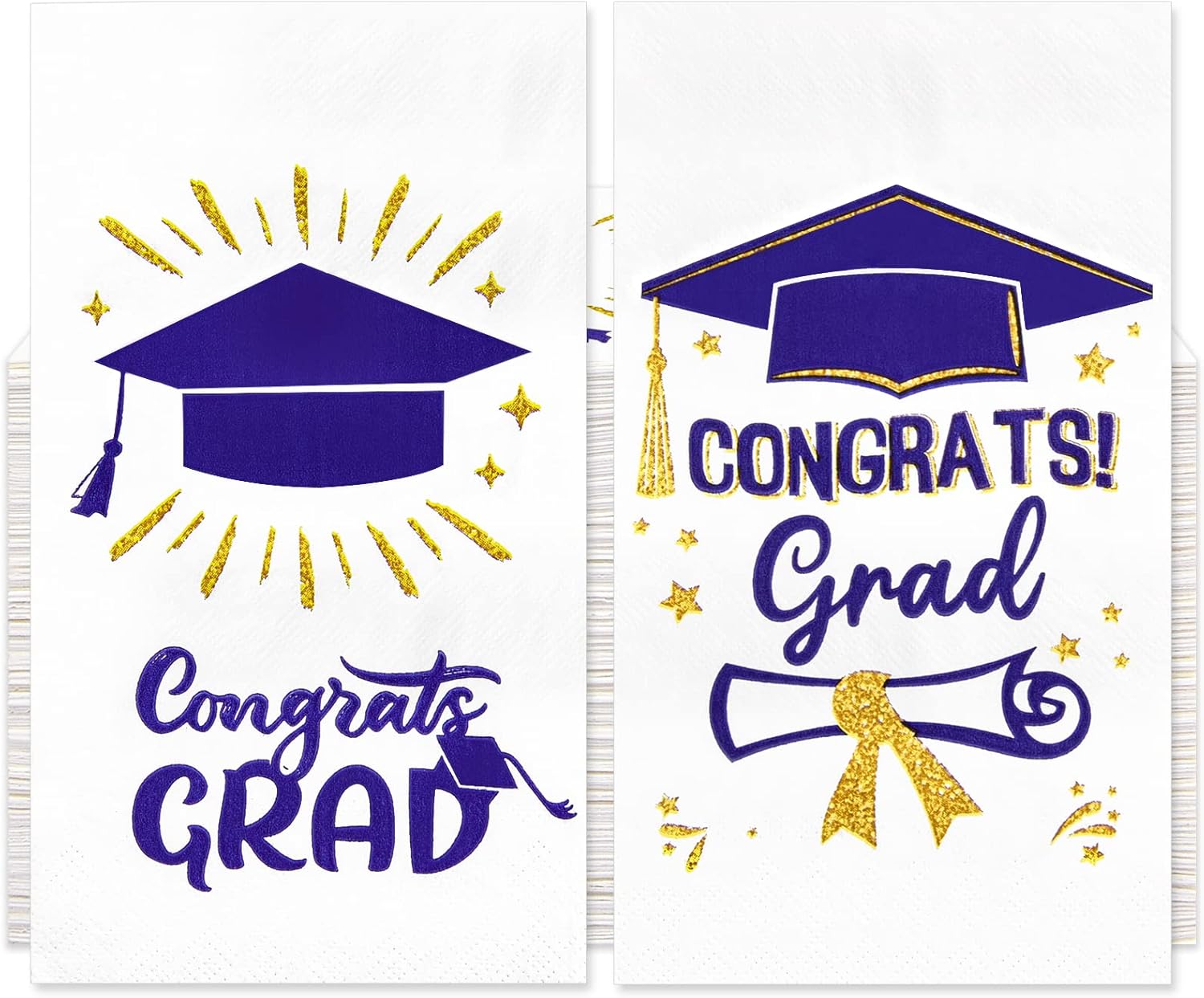 Amazon.com: 100 Graduation Napkins Congrats Grad Paper Guest Towels 3 ...