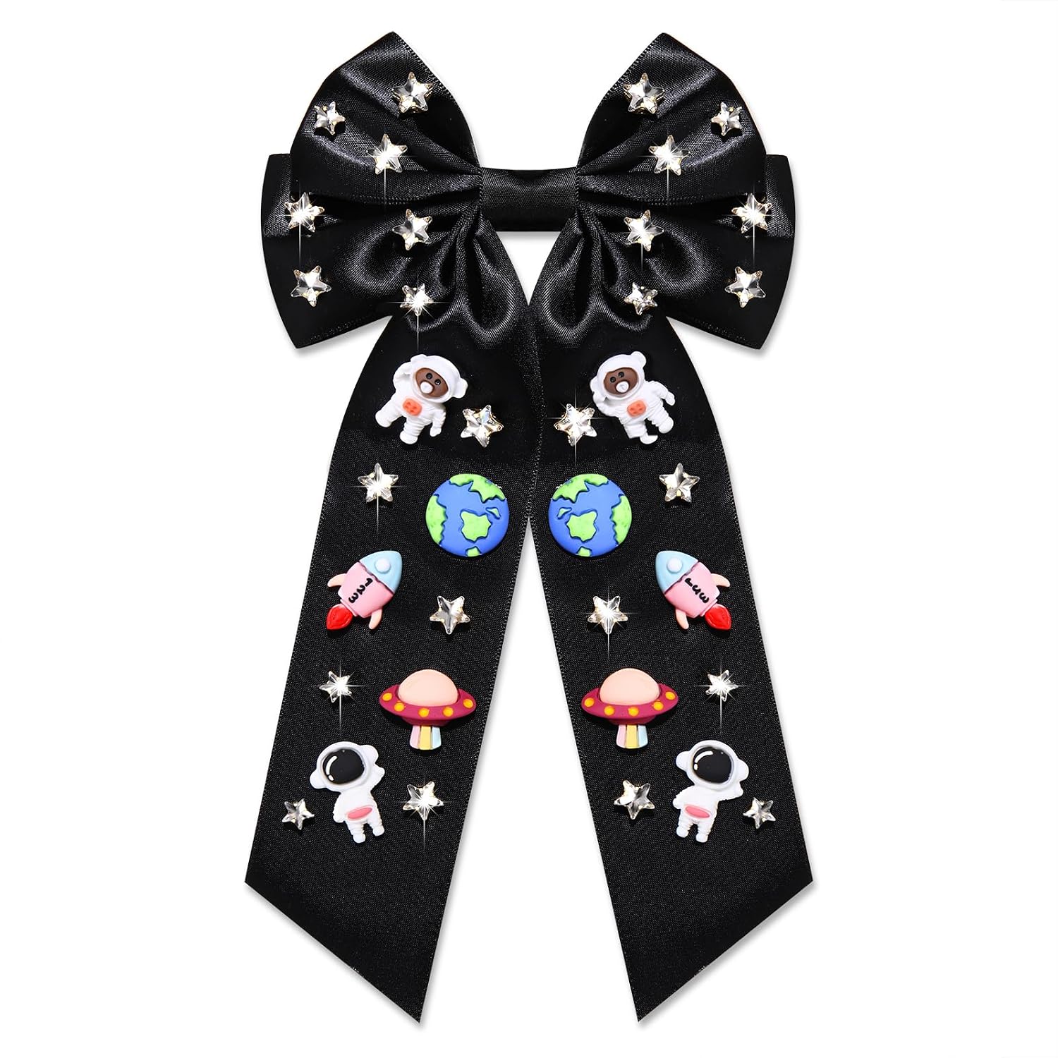 Amazon.com : Space Hair Bows for Women Saturn Planet Rocket Astronaut ...