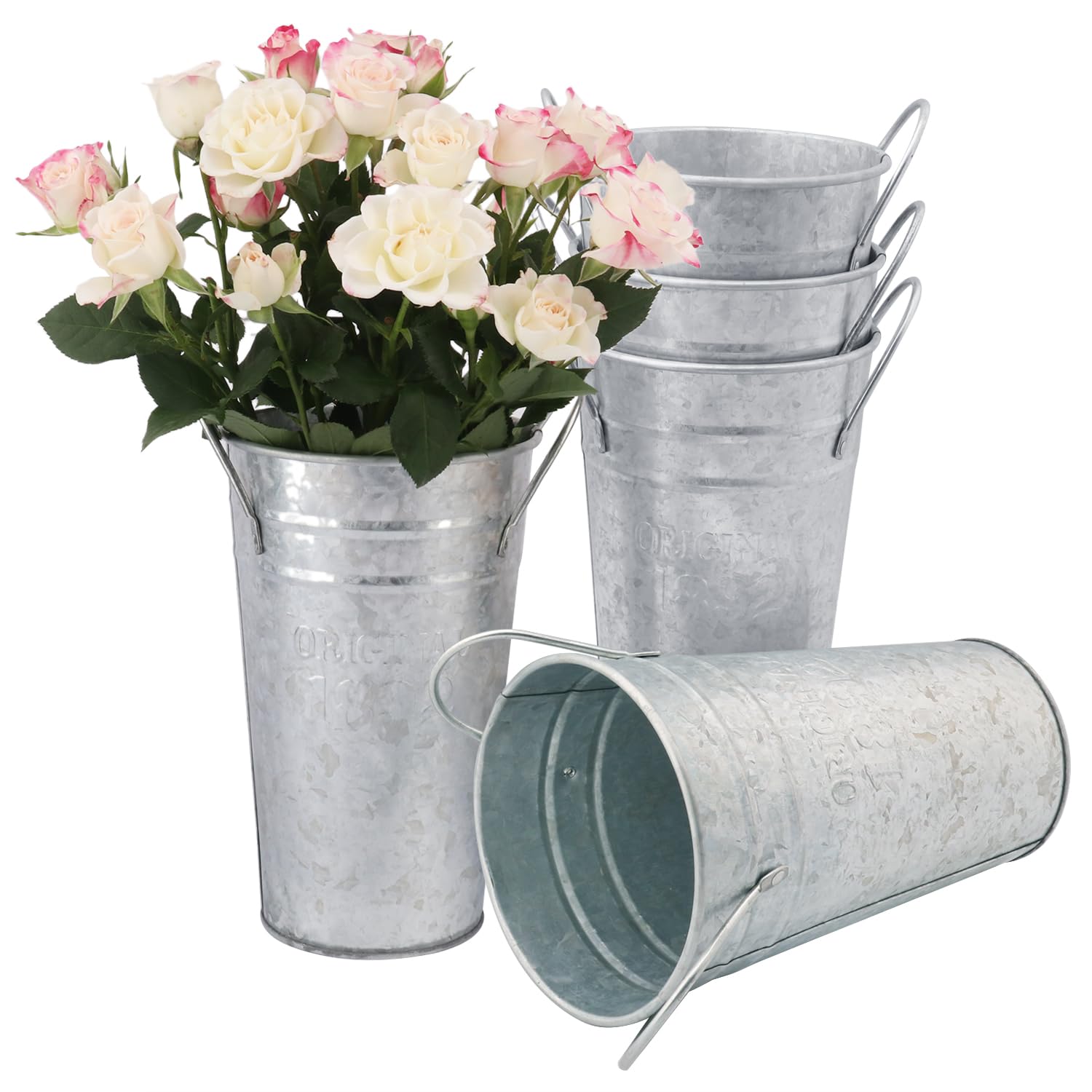 Tall Galvanized Containers 100 Colored Galvanized Buckets Stock
