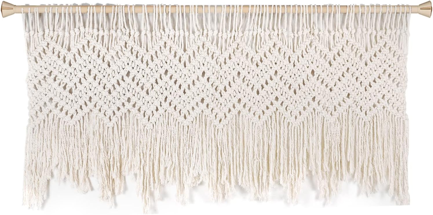 Amazon.com: Romanova Boho Valance Macrame Curtains for Windows Macrame ...
