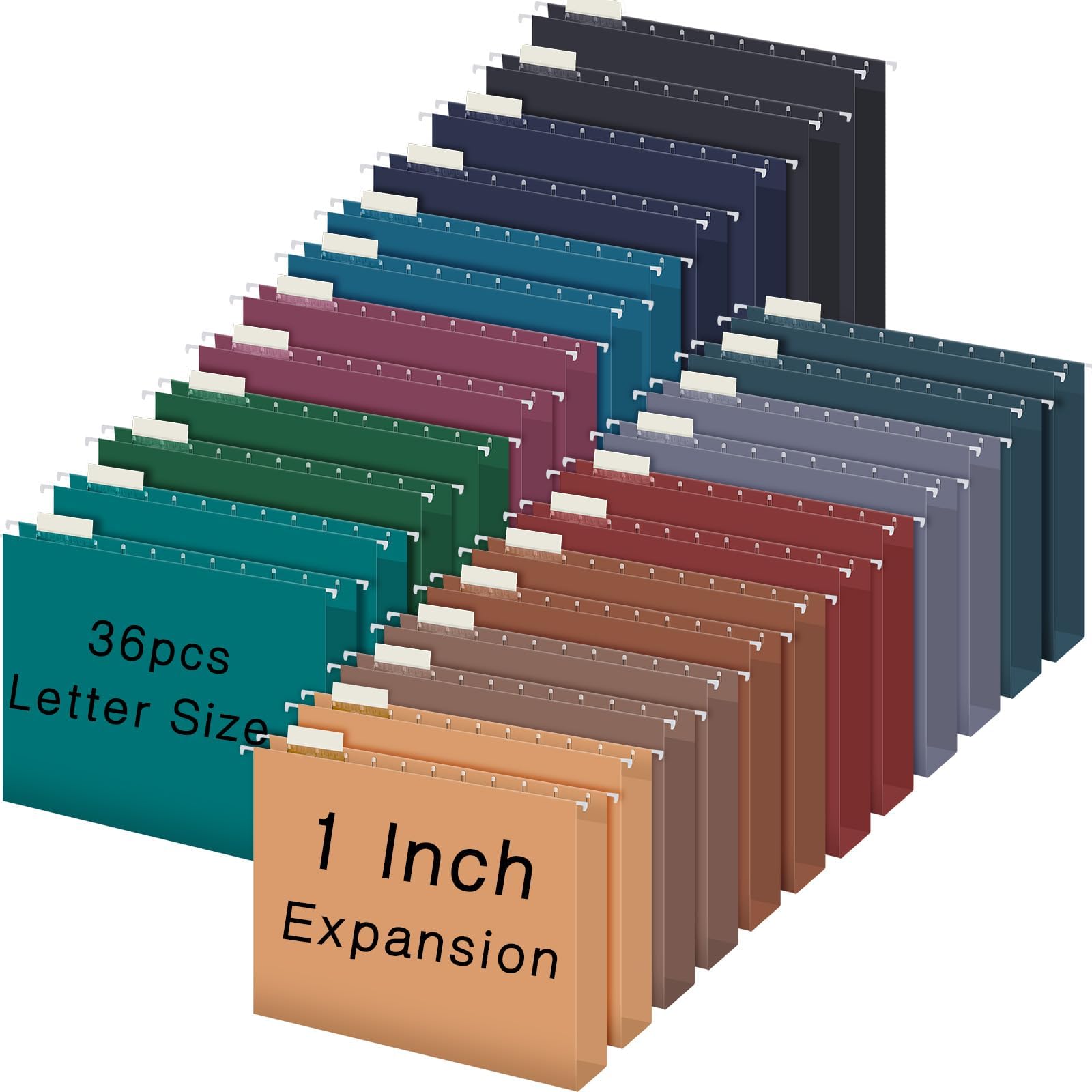 Amazon.com : Yaomiao 36 Pack Hanging File Folders Letter Size Expanding ...