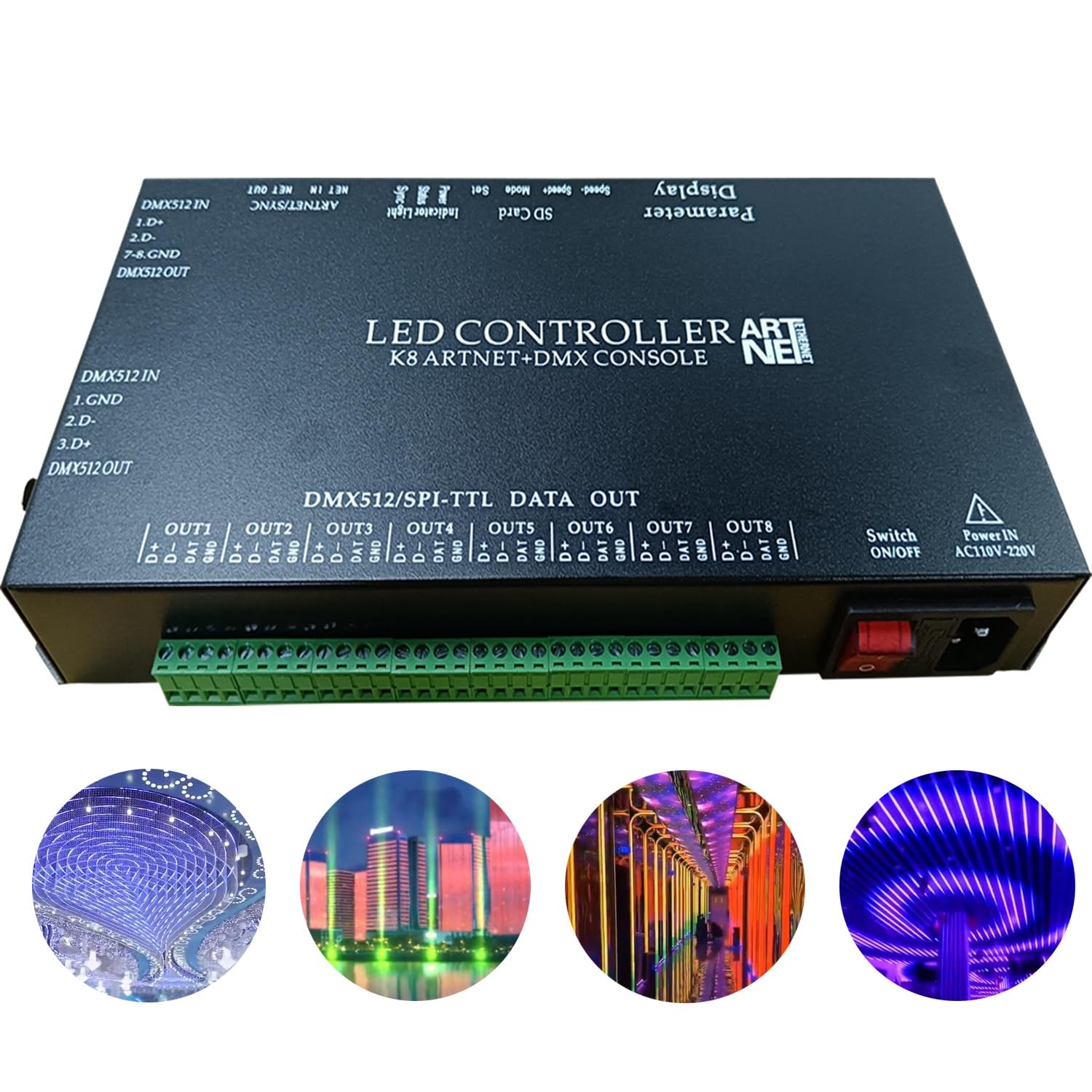 Snapklik.com : Led Controller Addressable, 8 Ports 8192 Pixels Madrix Artnet DMX Console Led ...