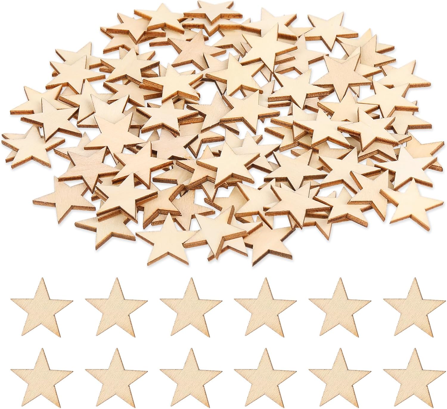 Amazon.com: Hariendny 100 PCS Unfinished Wooden Stars 1 Inch Crafts ...