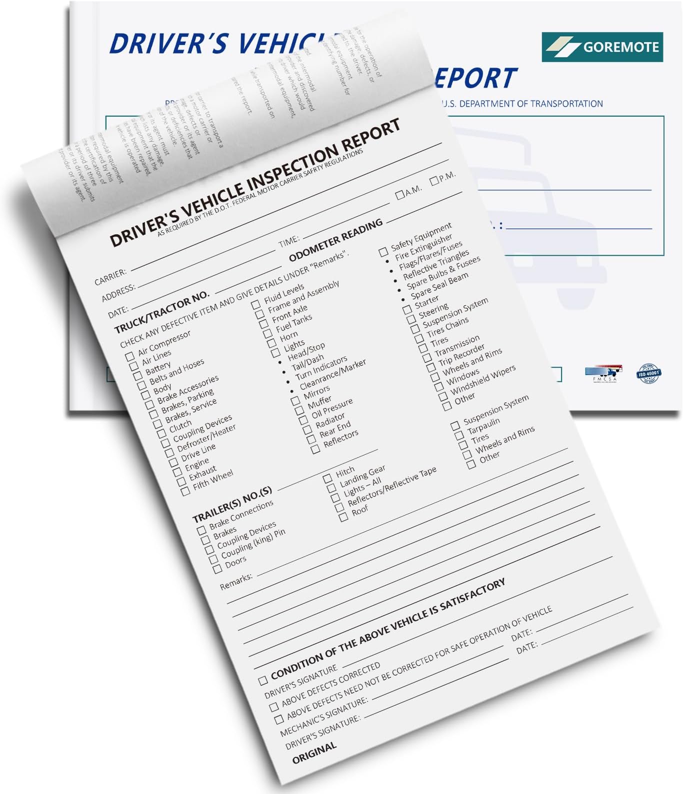 Amazon.com : Detailed Driver's Vehicle Inspection Report, Daily Pre ...