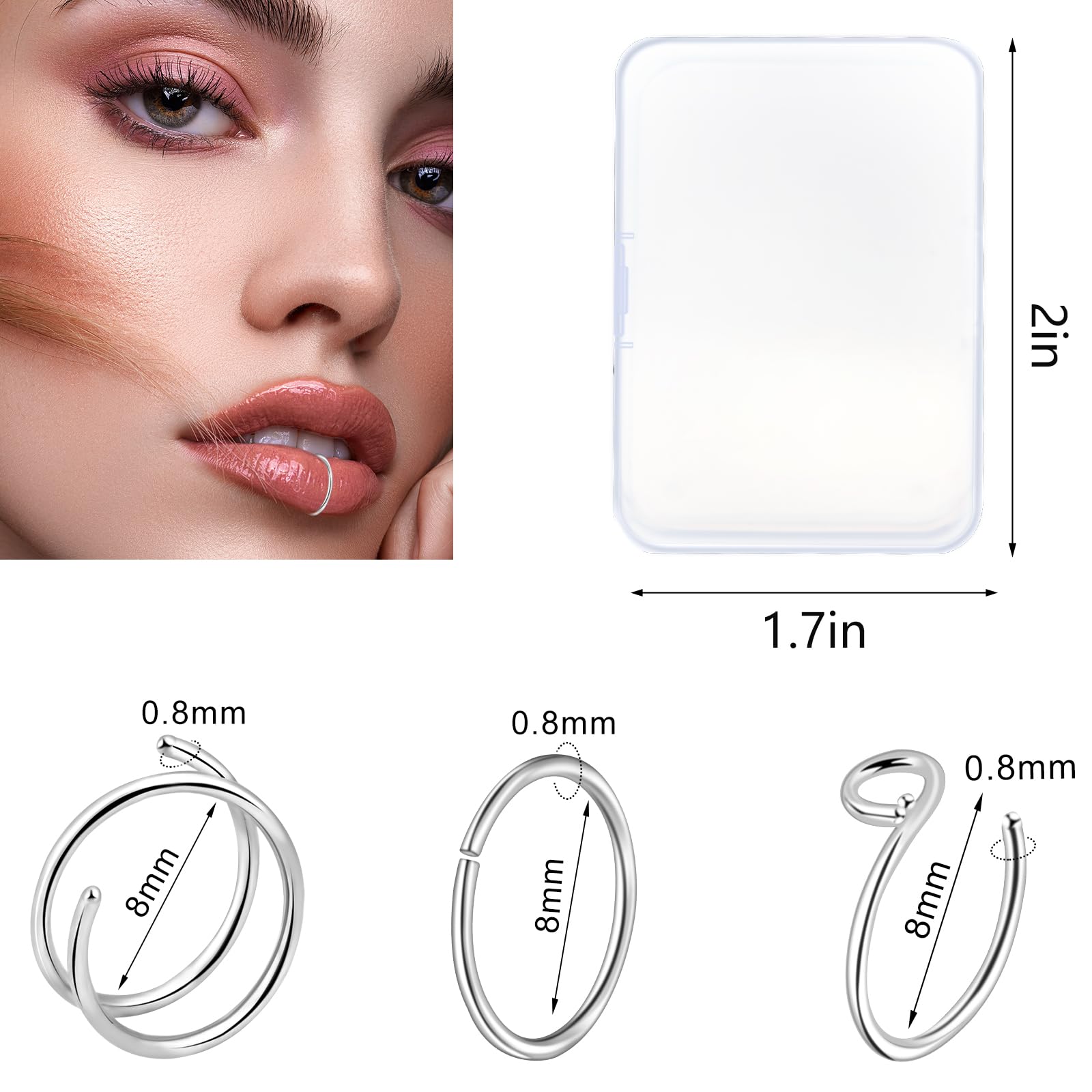 Snapklik.com : ONESING 40 Pcs Nose Rings - Hoops