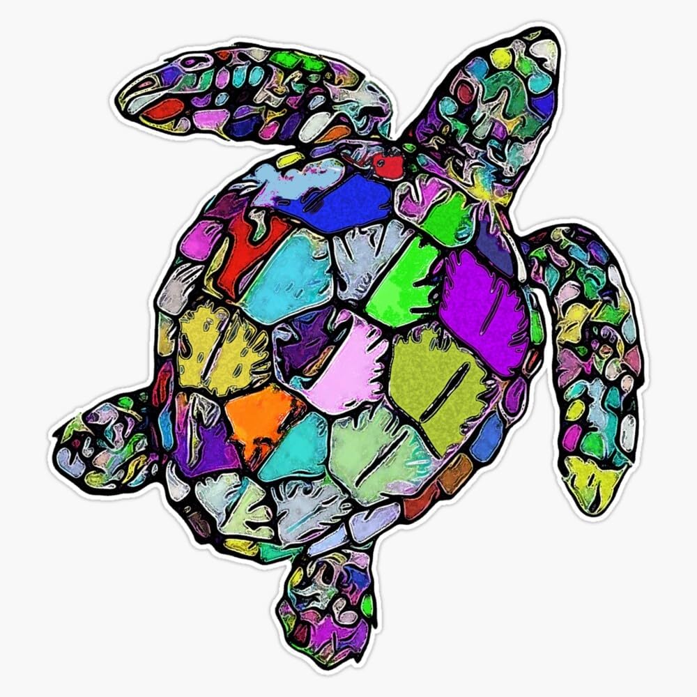 Amazon.com - Psychedelic Sea Turtle Vinyl Sticker Waterproof Decal ...