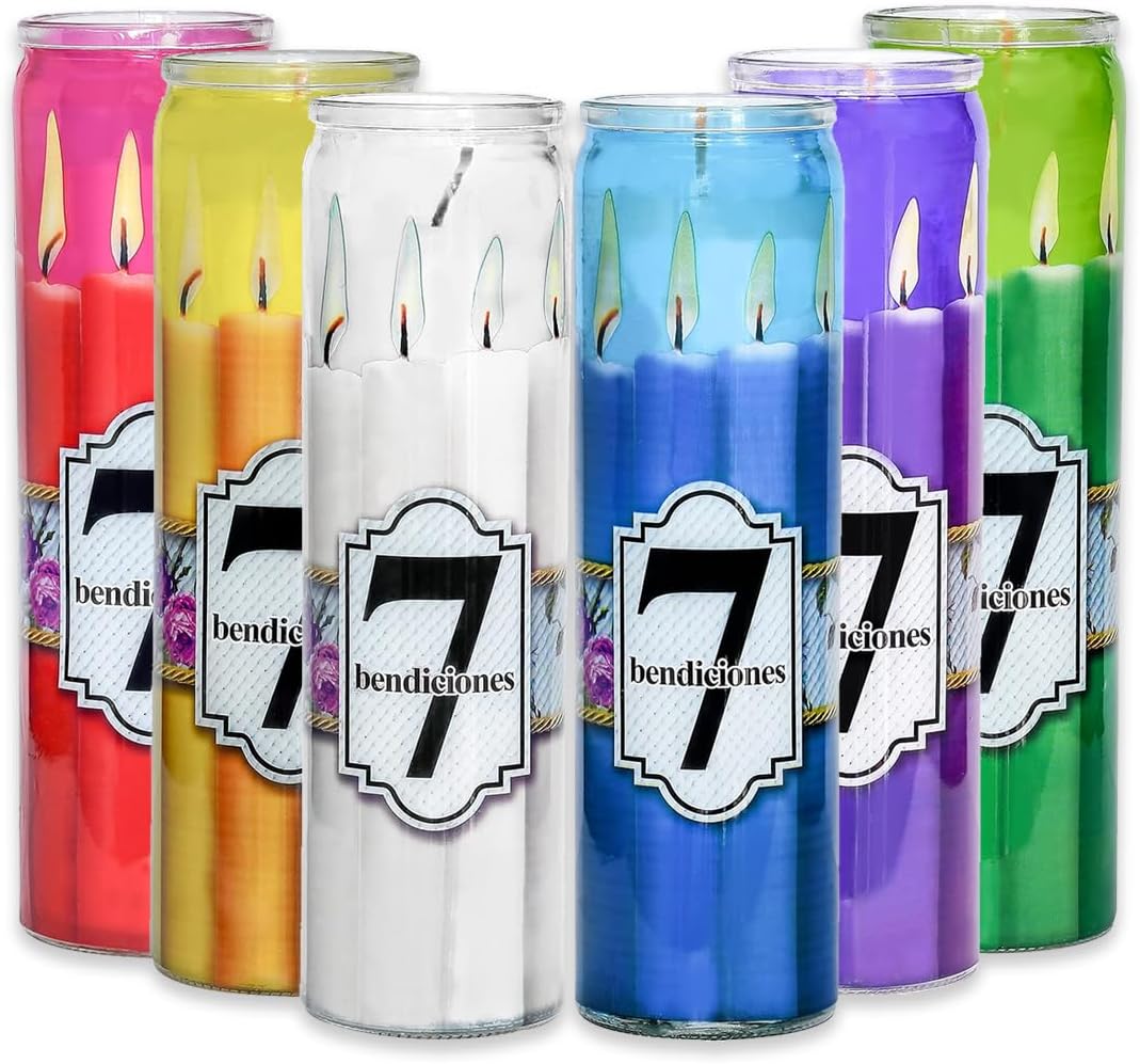VELADORAS ARAMLUZ - Veladora 7 Bendiciones | 6 Velas en Vaso de Vidrio ...