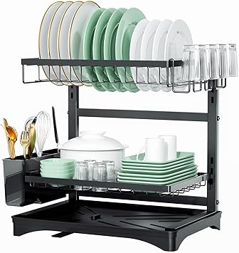 Amazon.com - Dish Drying Rack, 2-Tier Dish Rack for Kitchen Counter, Space Saving Kitchen Drying ...