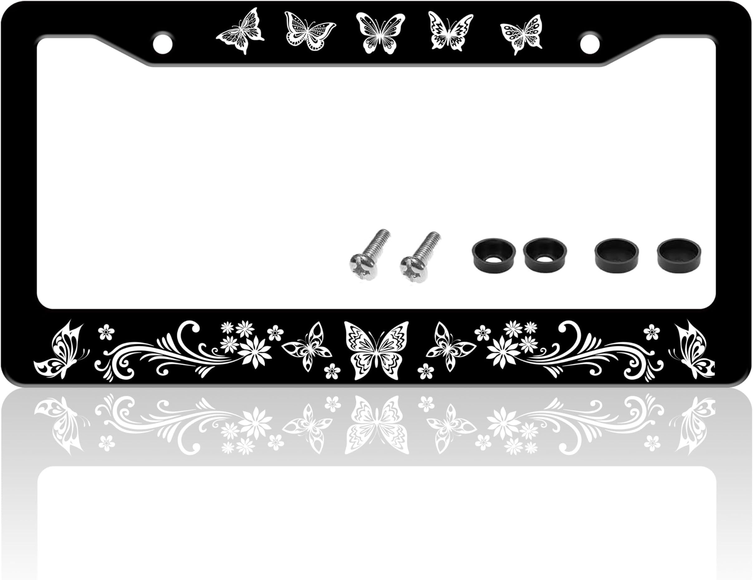 Amazon.com: Beautiful Butterfly License Plate Frame Funny Floral for ...