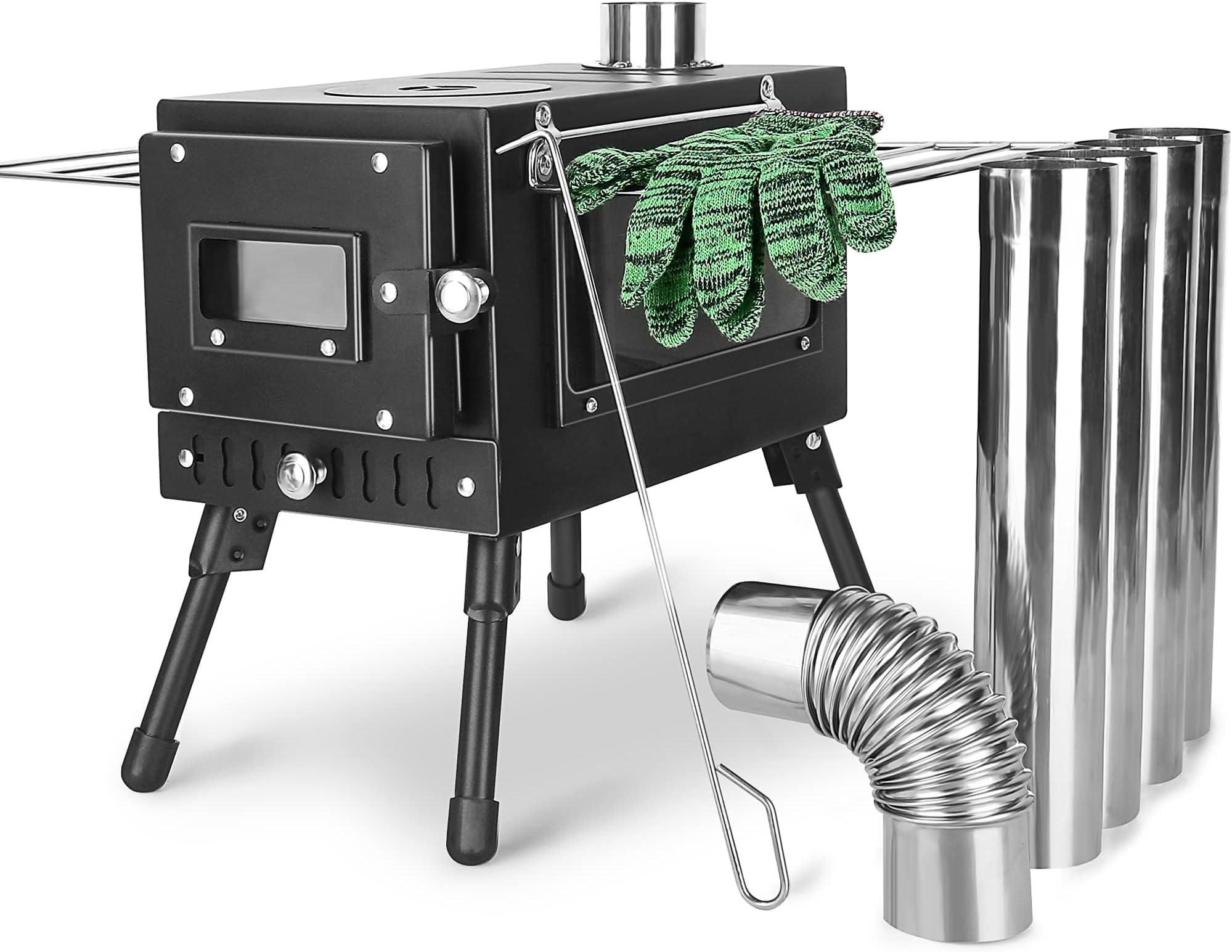 Amazon.com: Preself Hot Tent Stove, Large Side Window, Winter Wood ...