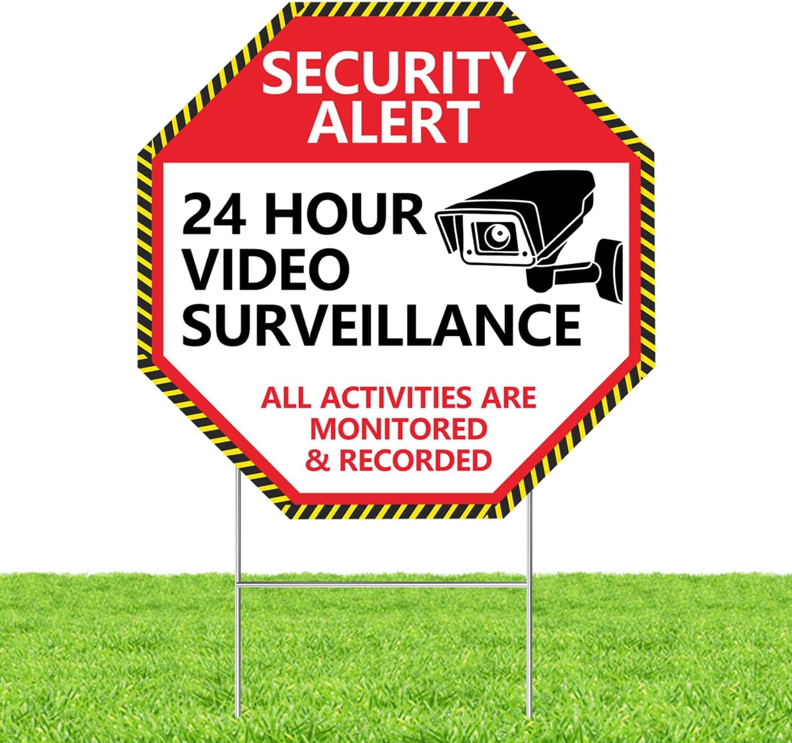 Amazon.com : WaaHome Video Surveillance Sign 8''X12'' Under 24 Hour ...