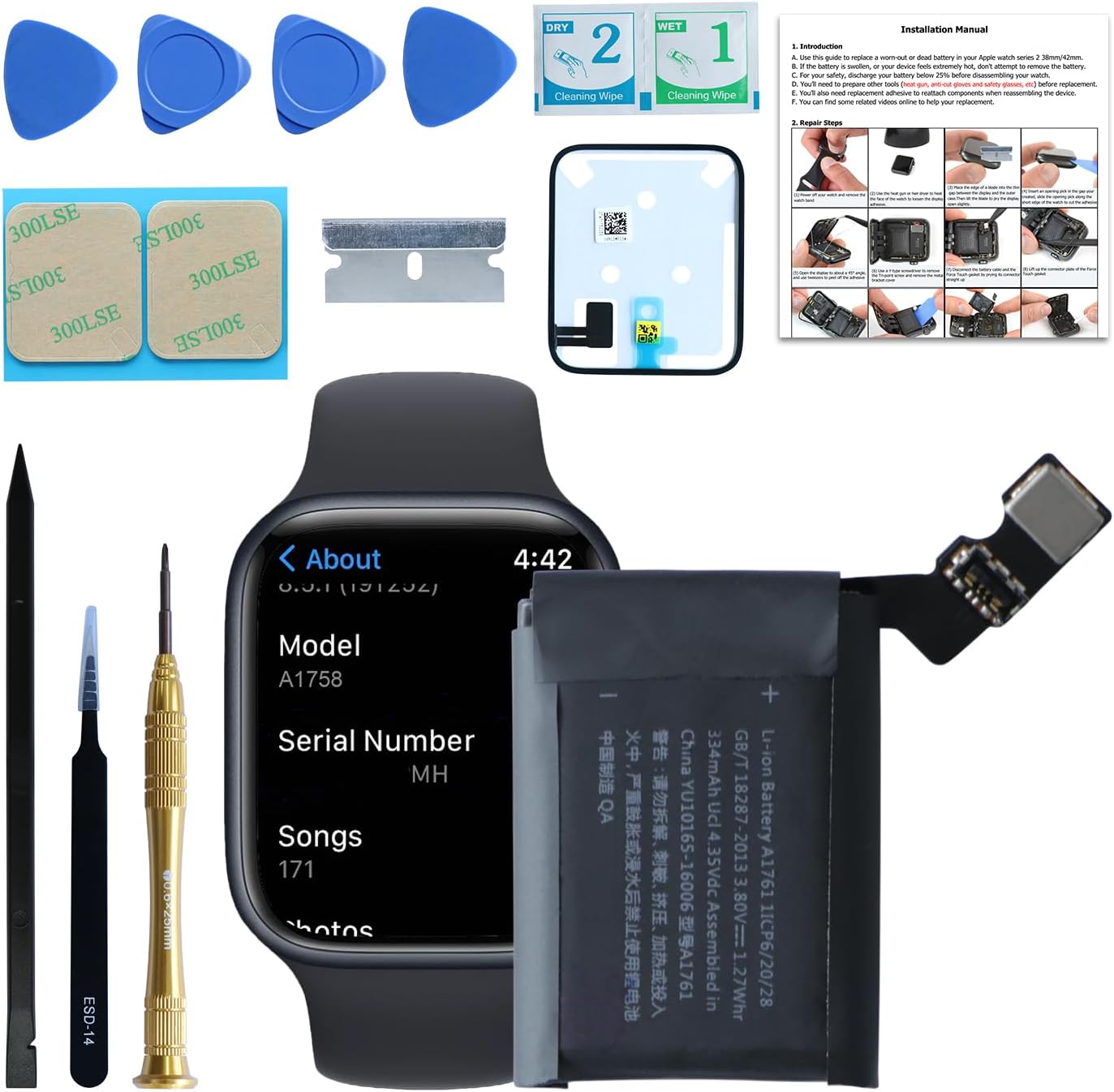 Amazon.com: LOZOP Battery Replacement for Apple Watch Series 2 42mm ...