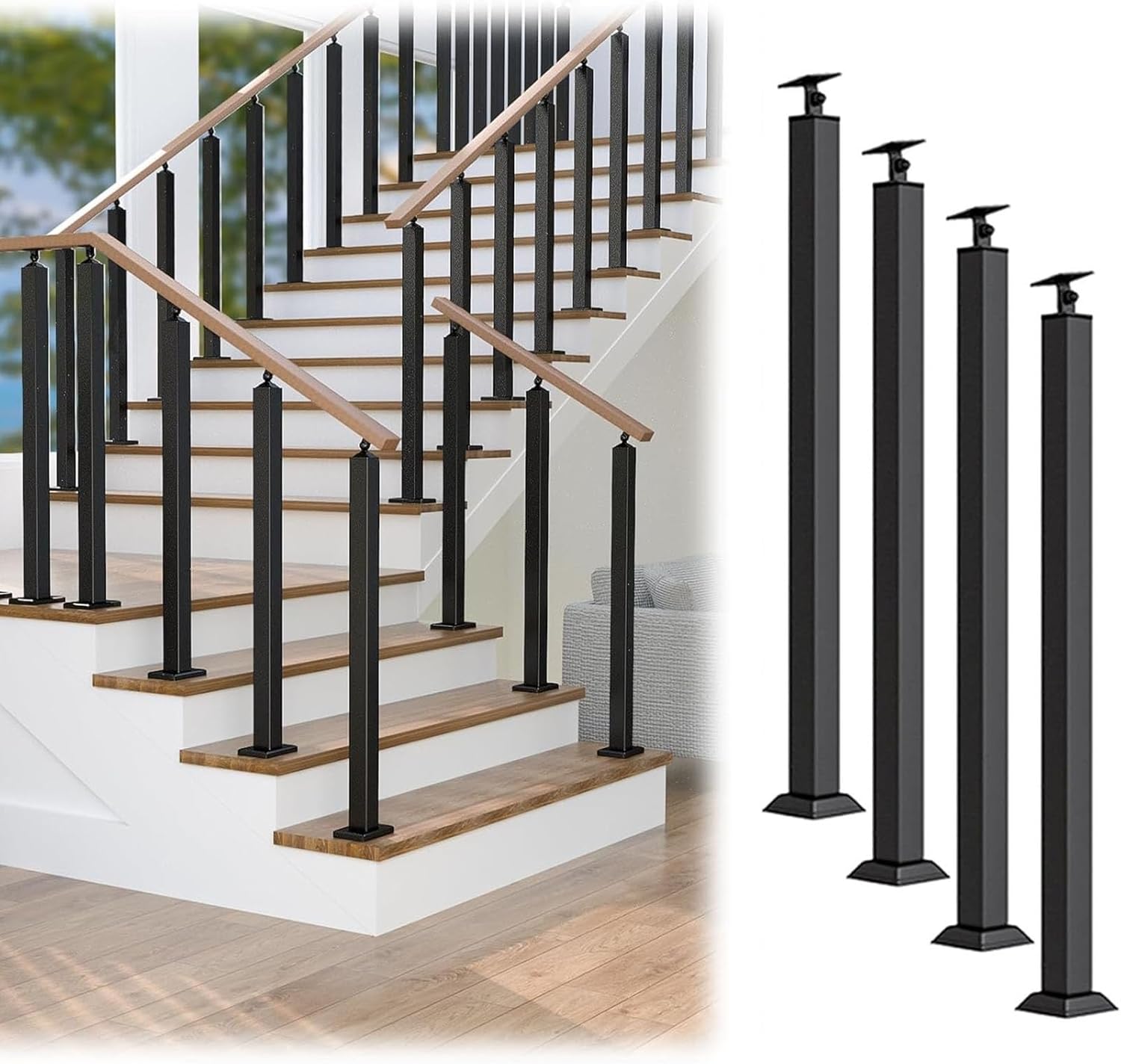 Amazon.com: Black Steel Deck Stair Baluster Posts 270 Degree Adjustable ...