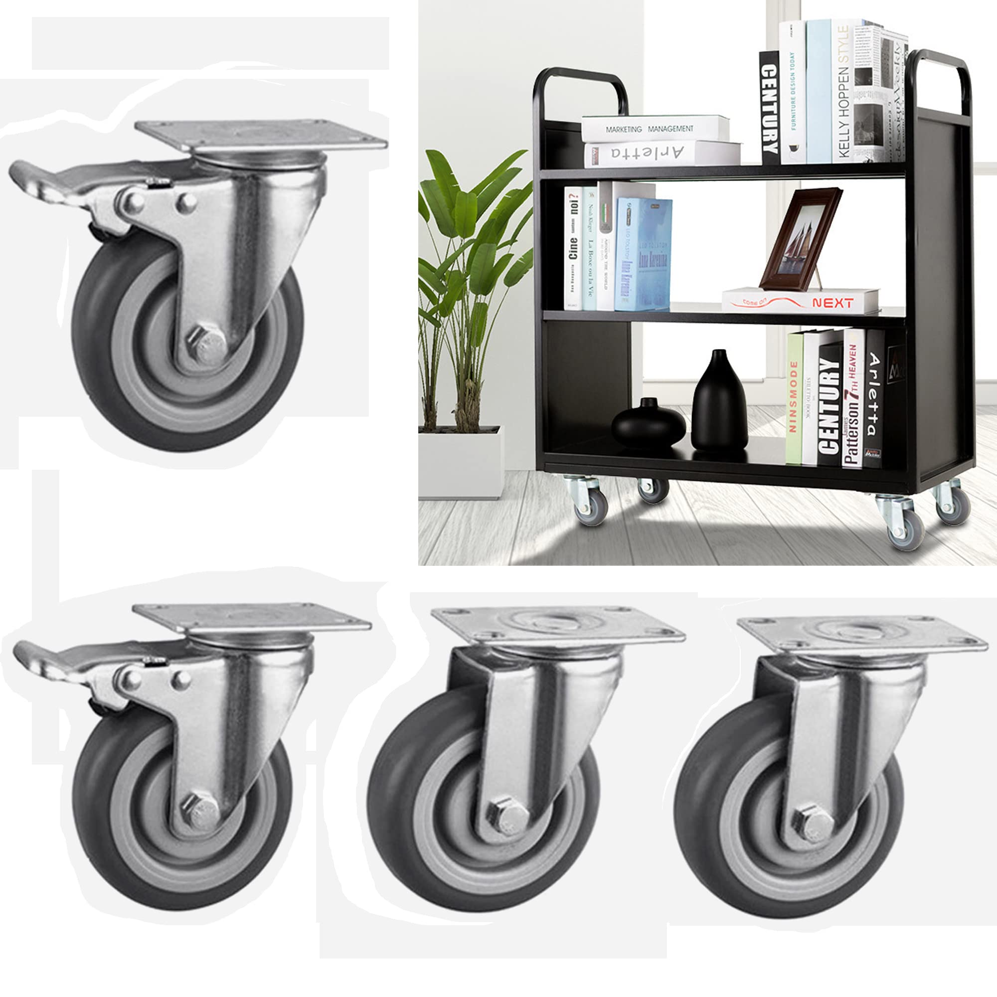 Buy Nisorpa 4 Inch Castor Wheels 4 Pack 100mm Industrial Castor Wheels ...