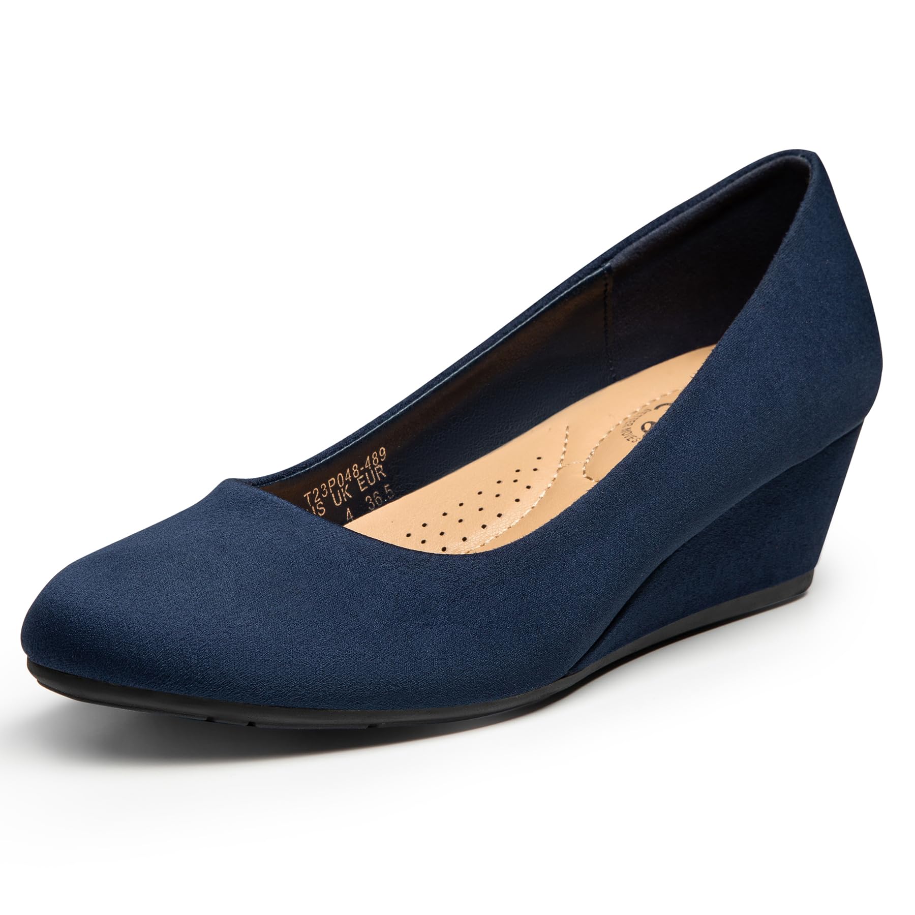 Trary Women's Wedges Pumps Round Toe Mid Heels Comfortable Closed Toe ...