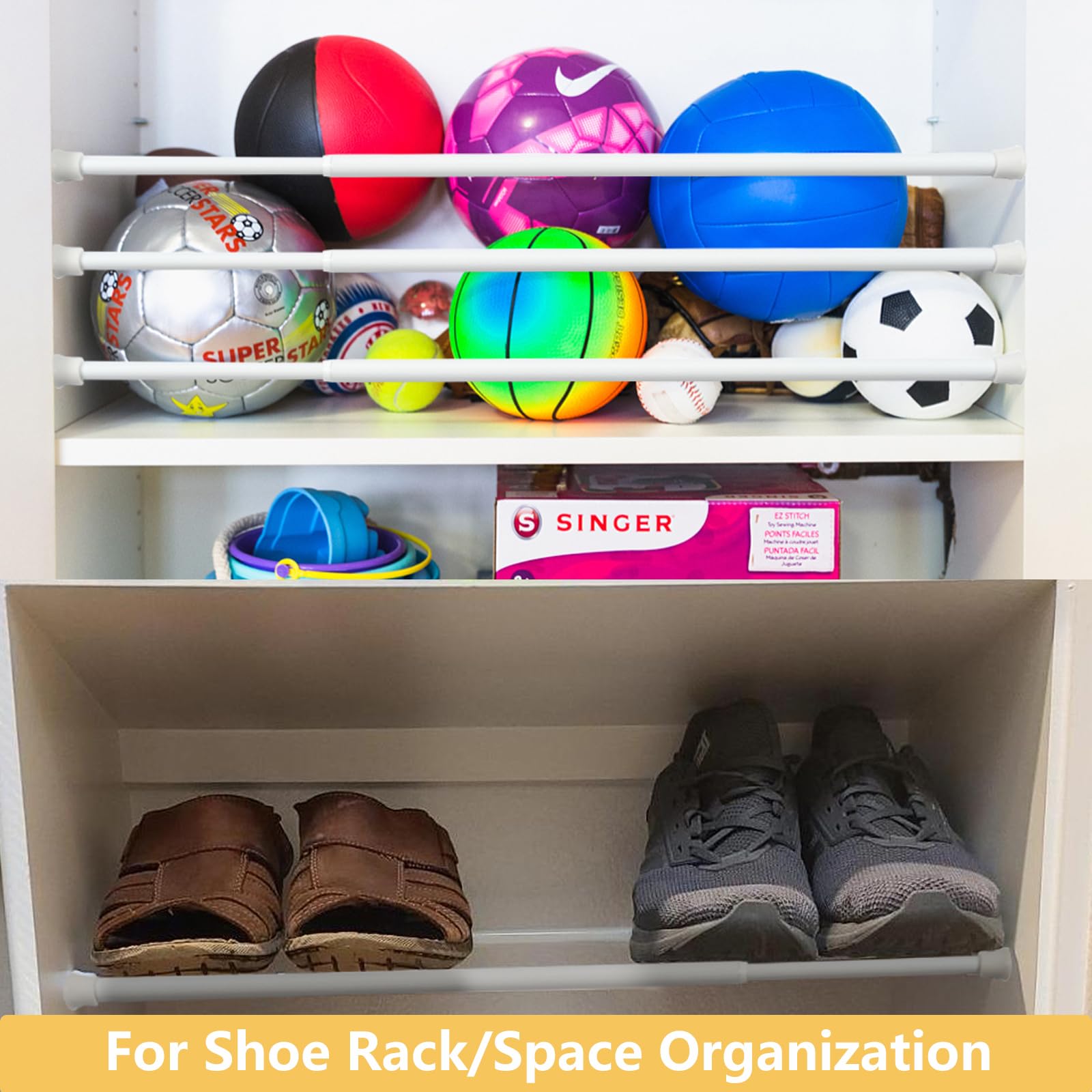 Snapklik.com : KXLife 4Pcs Tension Curtain Rod Adjustable 28-40 Inch, Small Tension Rods No ...