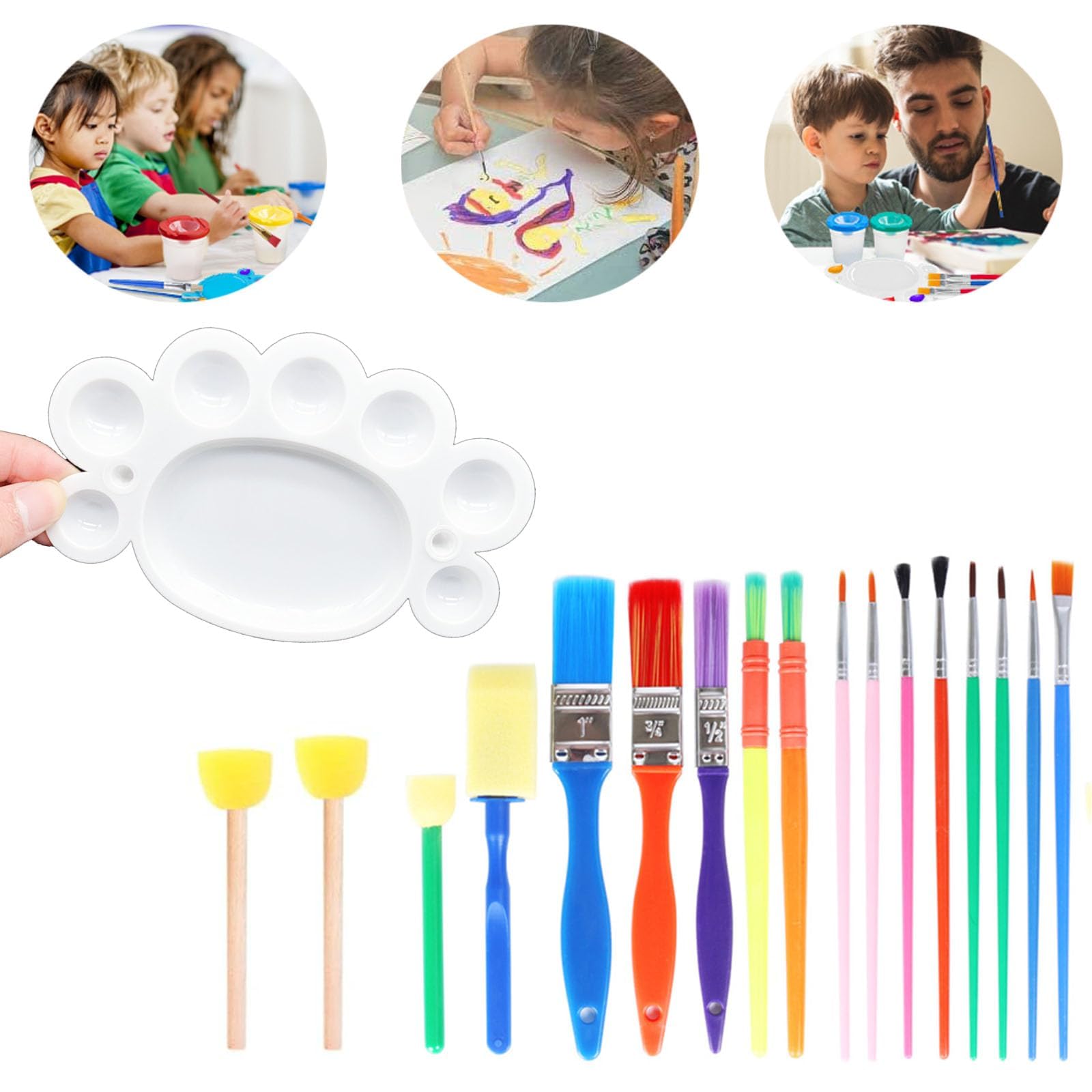 Toddler Paint Set Jrudjsnhhty 47 Pcs Children Sponge Painting Brushes ...