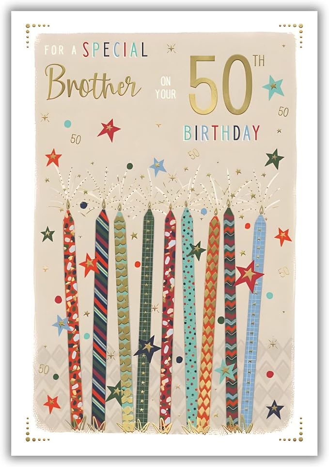 ICG Male 50th Birthday Card - Age 50 - Special Brother - Candles and ...