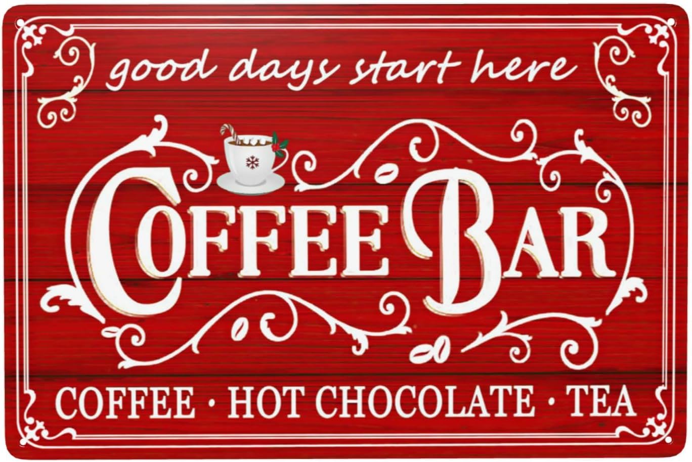 Coffee Bar Tin Sign-Hot Chocolate and Tea Vintage Metal Plaque Signs ...