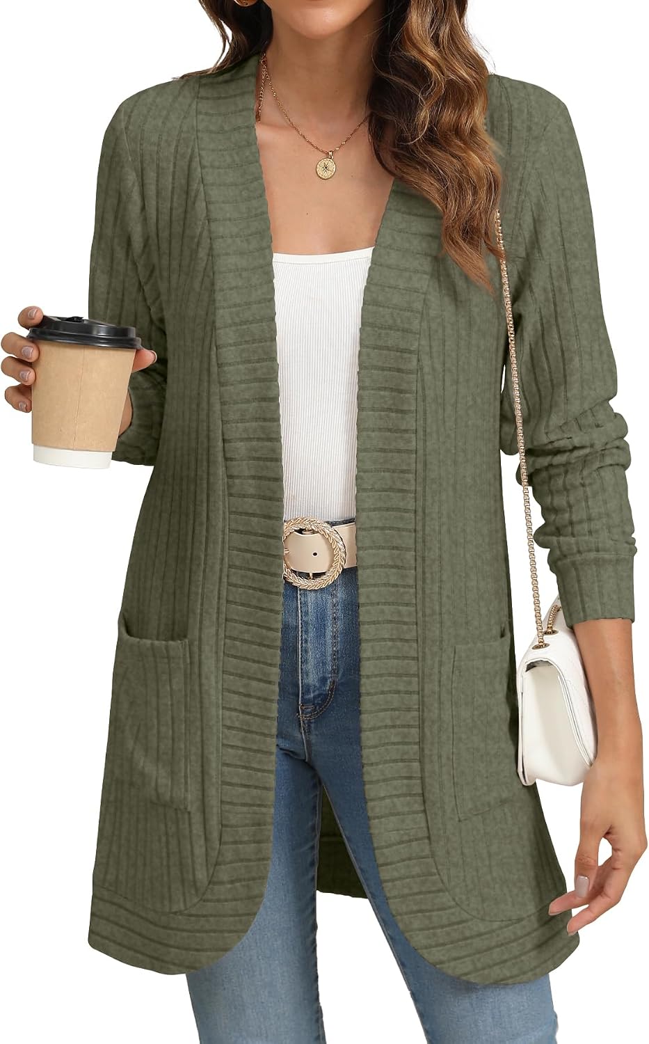 YSYOKOW Women Long Sleeve Open Front Cardigan Casual Lightweight Long ...