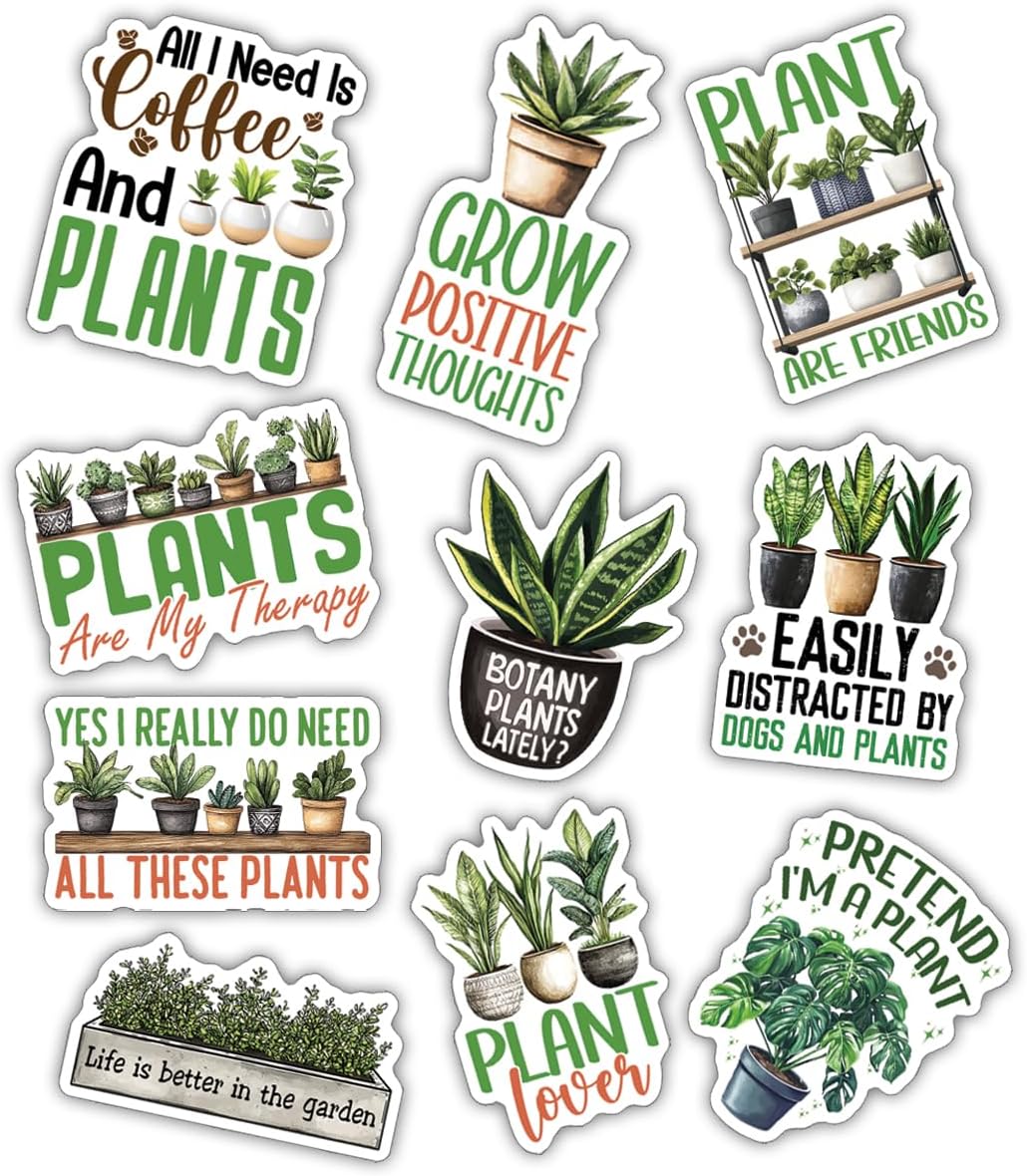 Amazon.com: 10pcs Plant Sticker Sheet, Cute Vinyl Decals for Plant ...