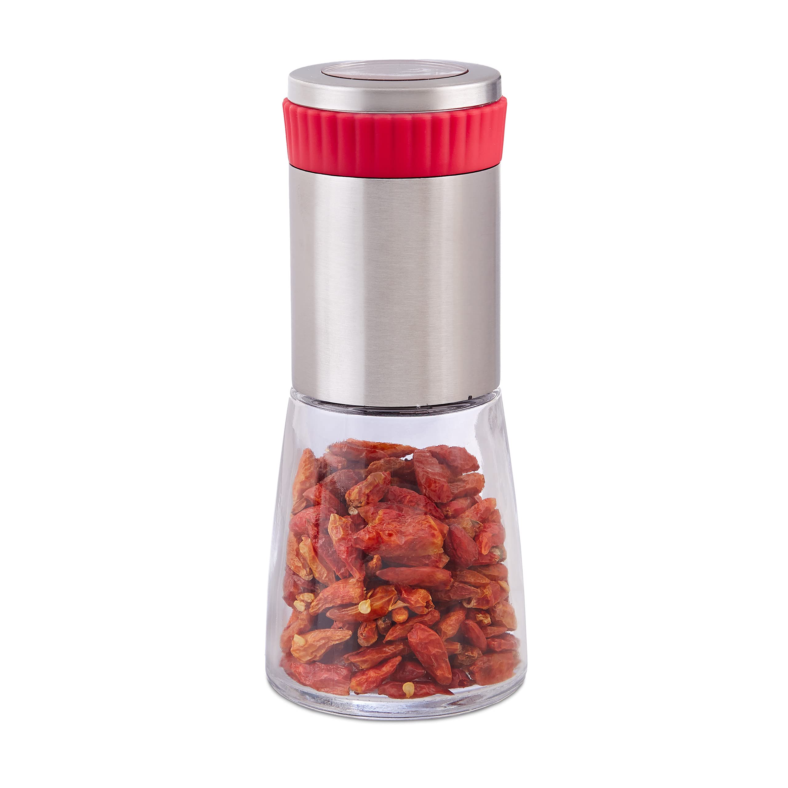 Relaxdays Chili Mill, Stainless Spice Shaker with Herb Grinder, 16 cm ...