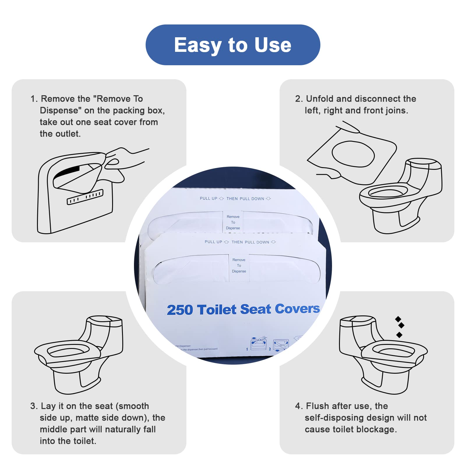 Snapklik.com : Toilet Seat Covers Disposable, 250 Pcs Flushable ...
