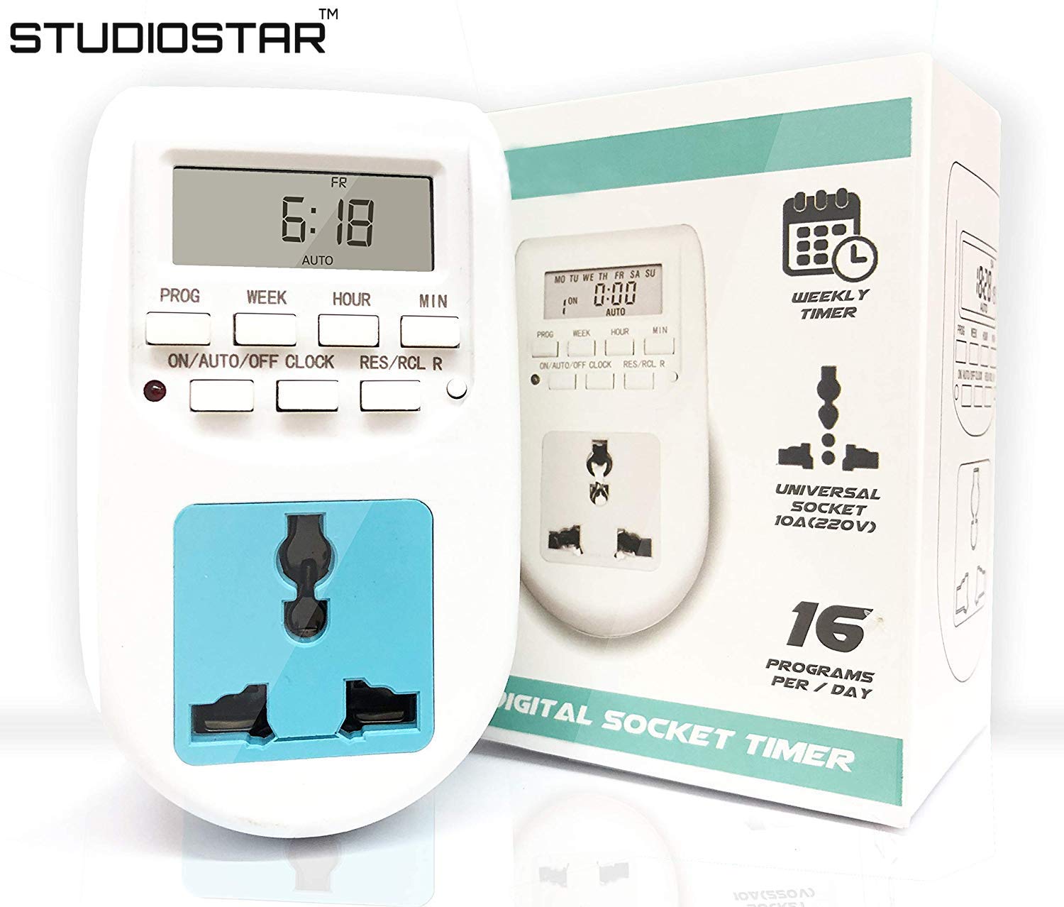 Buy StudioStar Plastic Digital Home Power Meter Plug Electronic Automatic Ac Light Programmable ...