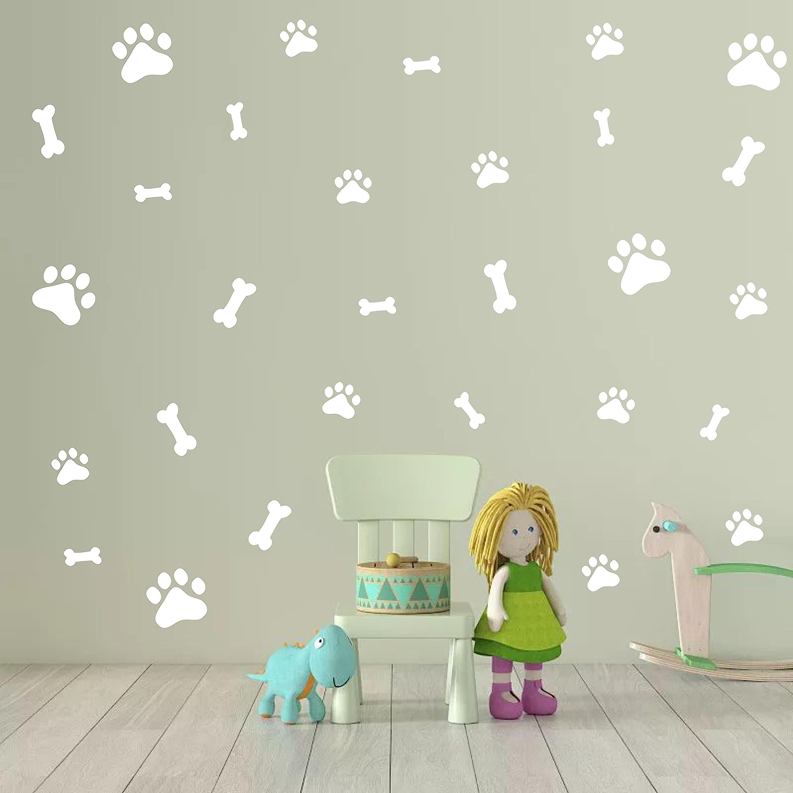 Amazon.com: 76 Pieces Dog Paw with Bone Wall Sticker Dog Room Decor Dog ...